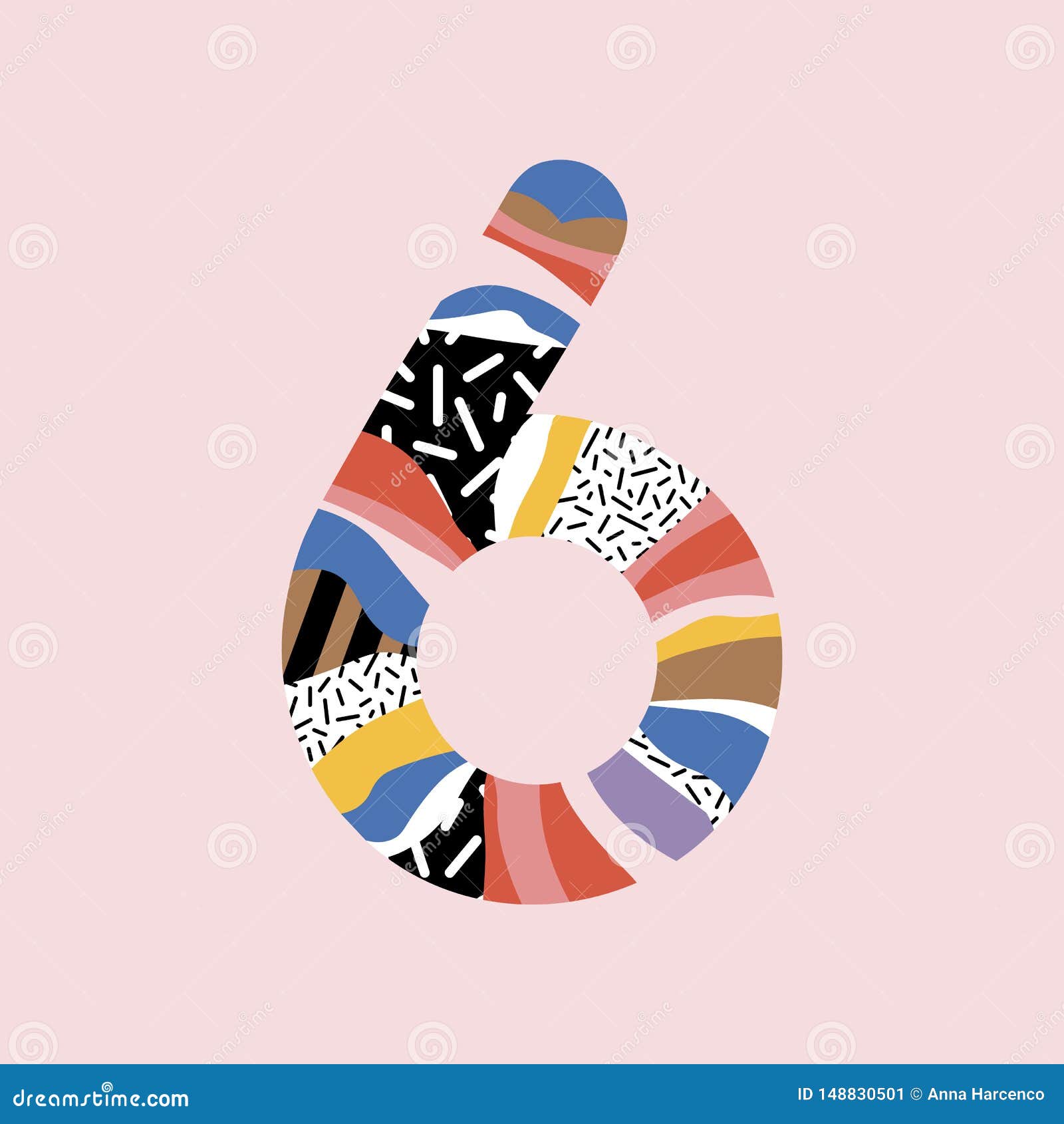 Number 6 Vector Font Alphabet, Modern Dynamic Flat Design. Stock Image ...