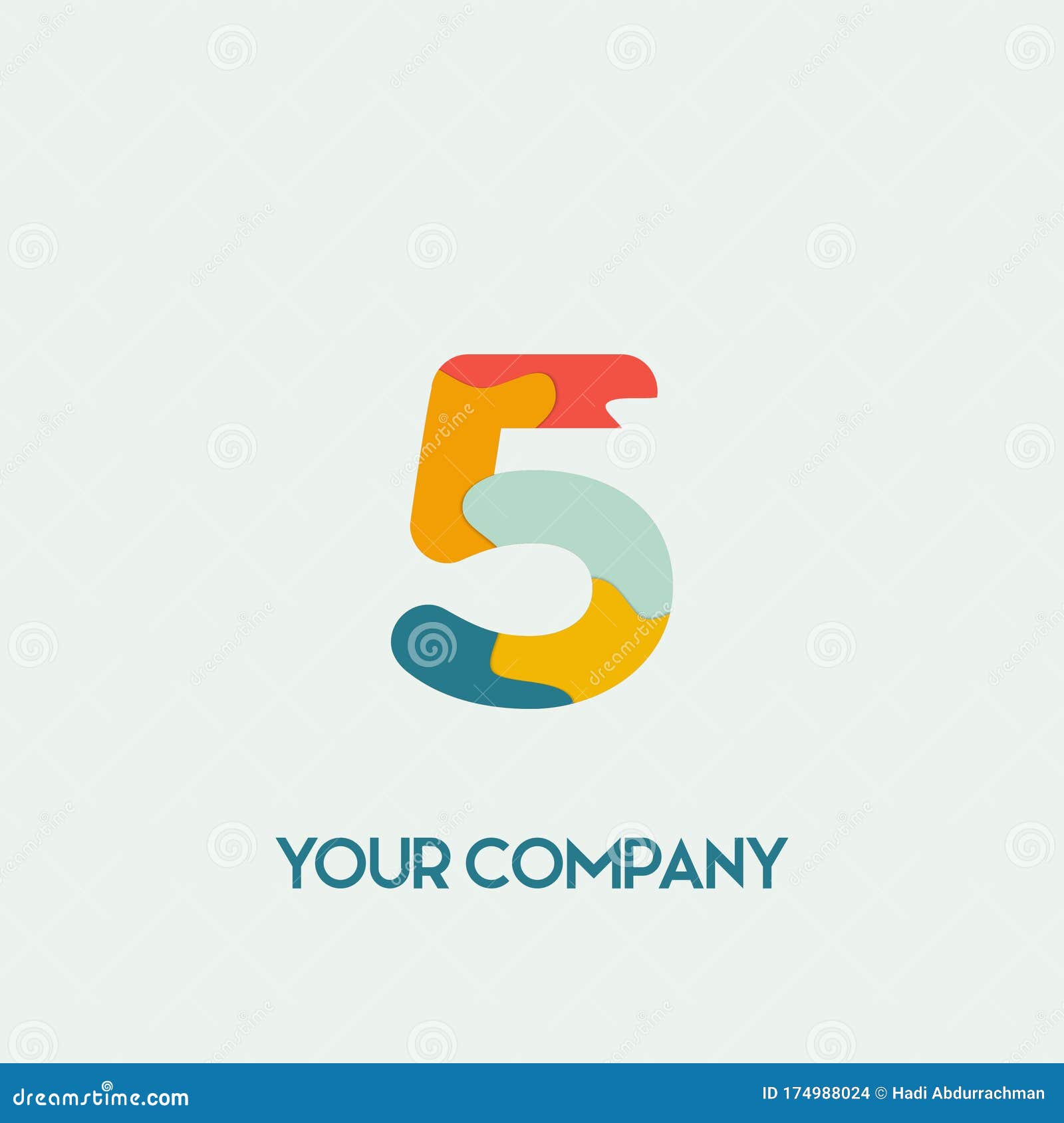 Number 5 Vector Font Alphabet, Modern Dynamic Flat Paper Cut Style ...