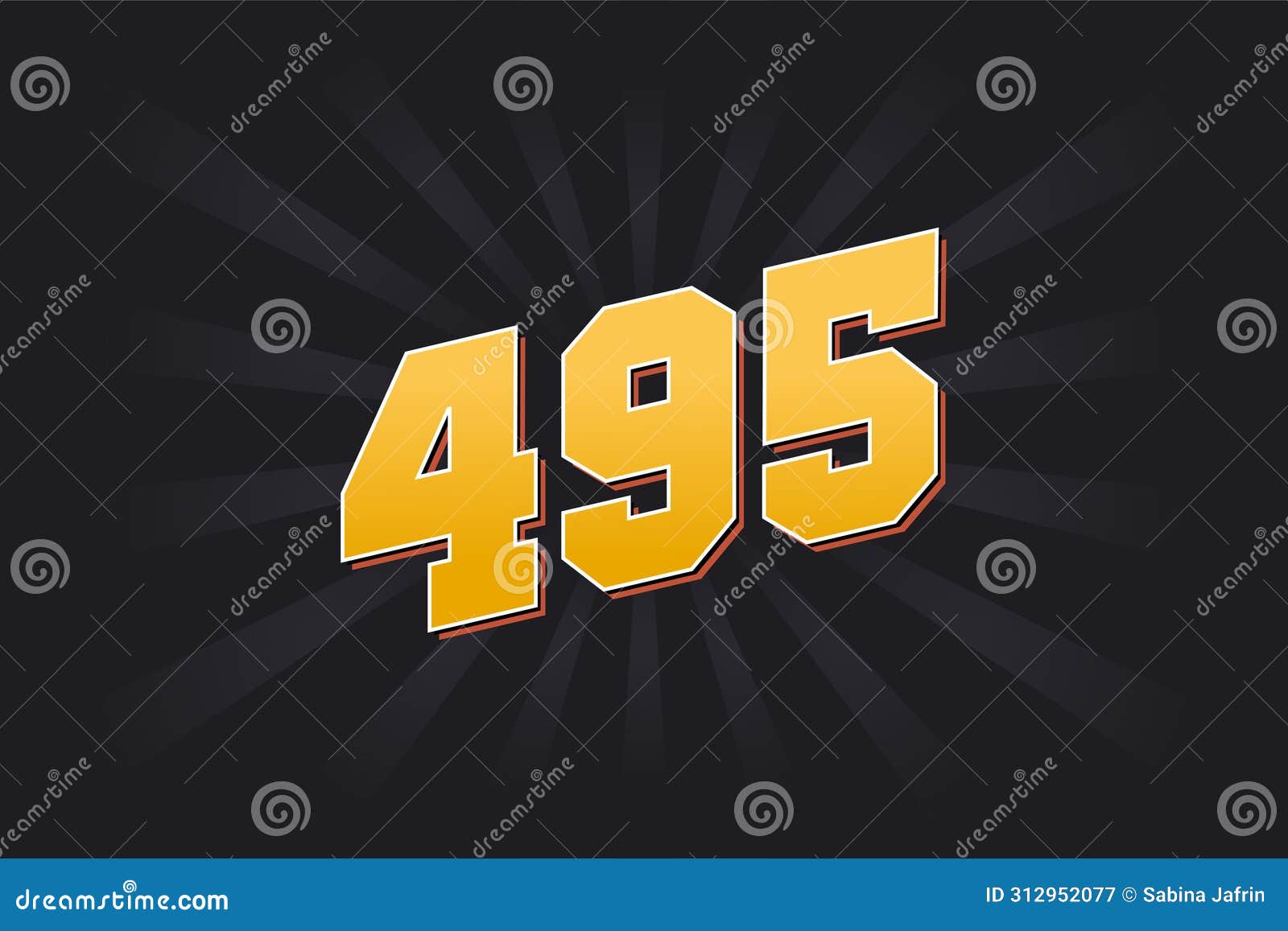 Number 495 Vector Font Alphabet. Yellow 495 Number with Black ...