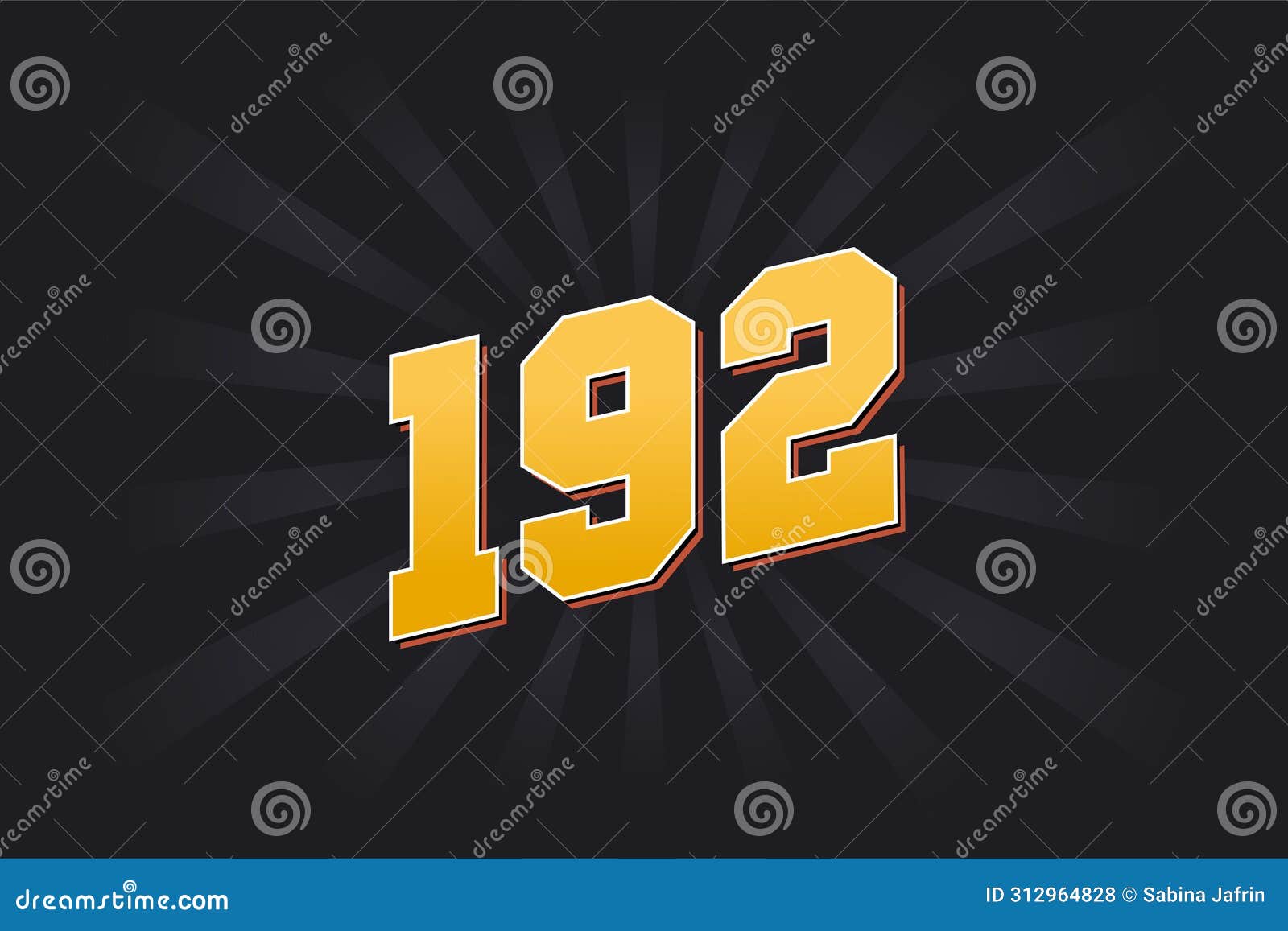Number 192 Vector Font Alphabet. Yellow 192 Number with Black ... Number 192 Vector Font Alphabet. Yellow 192 Number with Black ...