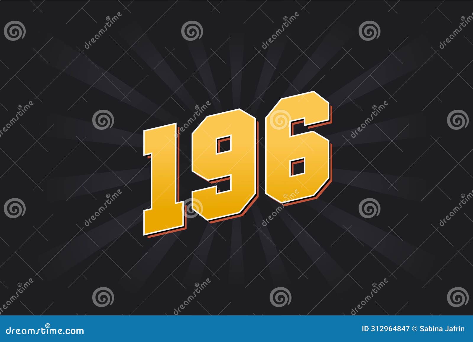 Number 196 Vector Font Alphabet. Yellow 196 Number with Black ... Number 196 Vector Font Alphabet. Yellow 196 Number with Black ...