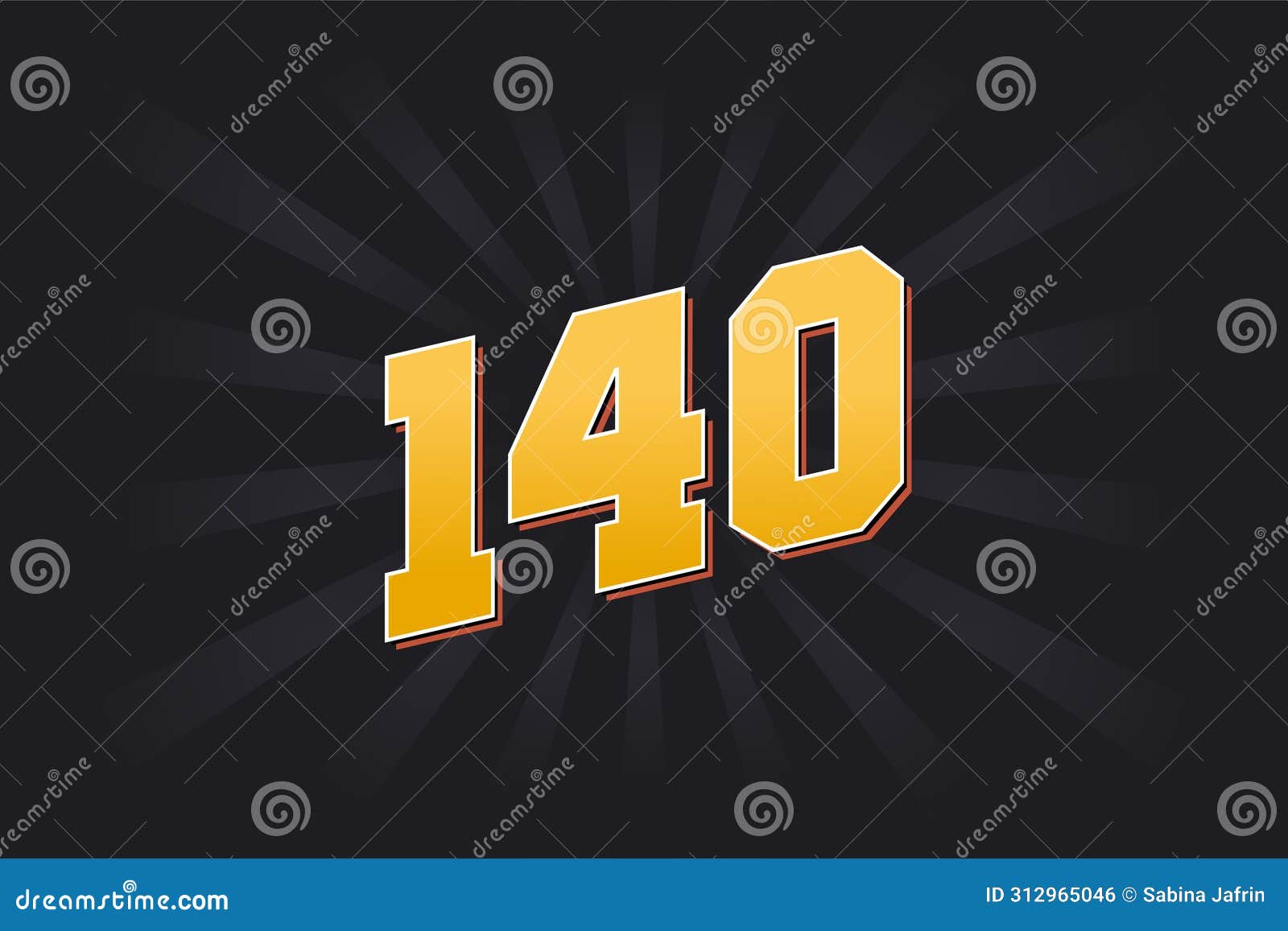 Number 140 Vector Font Alphabet. Yellow 140 Number with Black ... Number 140 Vector Font Alphabet. Yellow 140 Number with Black ...