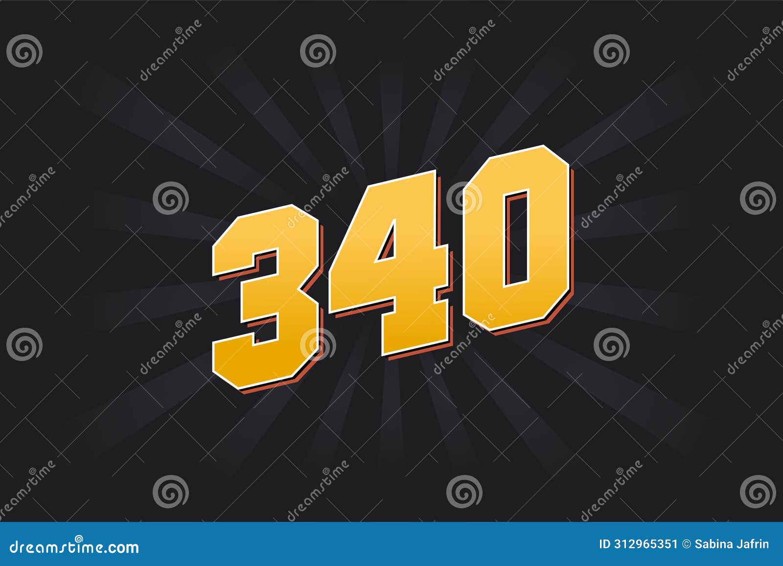 Number 340 Vector Font Alphabet. Yellow 340 Number with Black ... Number 340 Vector Font Alphabet. Yellow 340 Number with Black ...