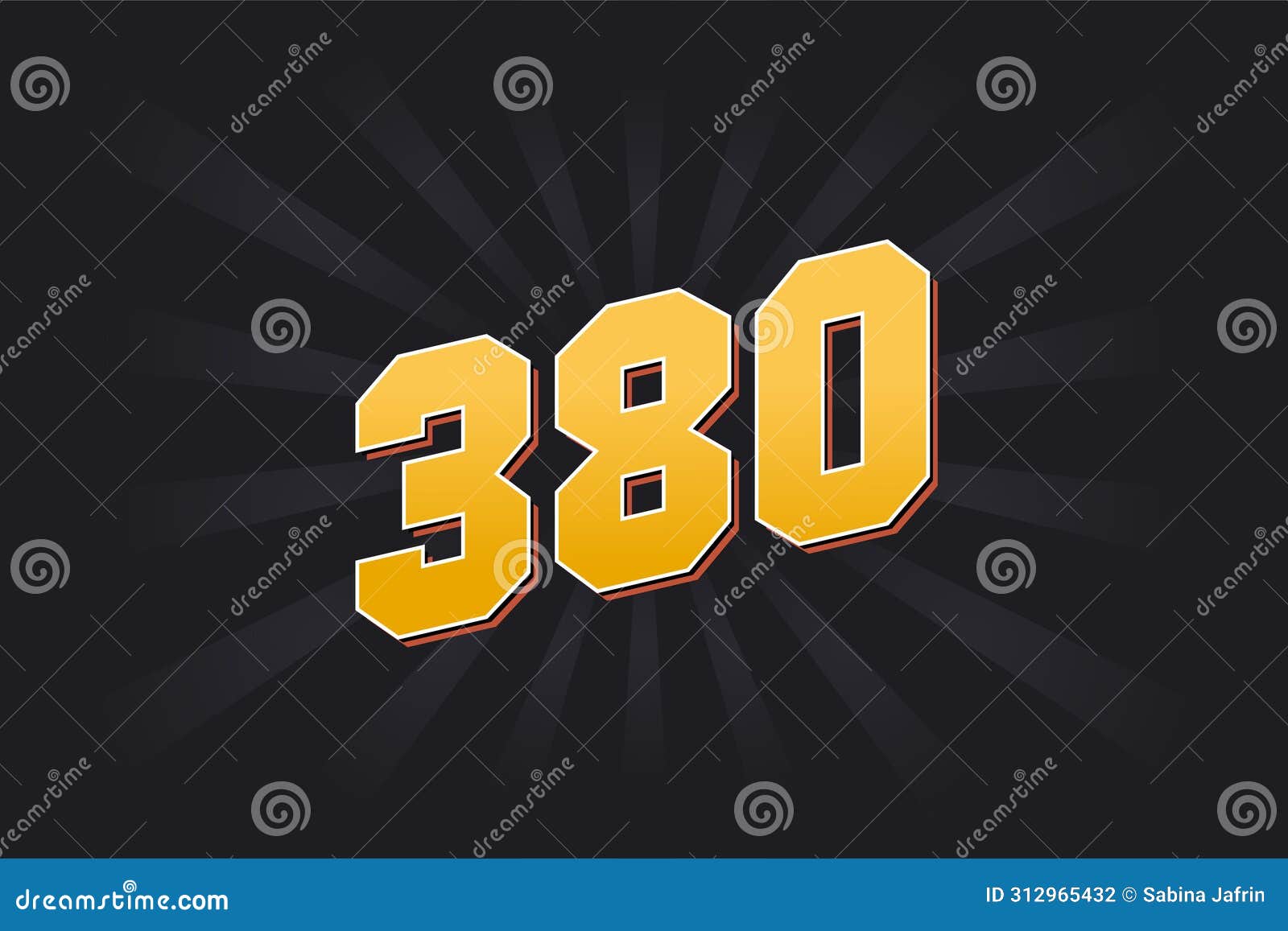 Number 380 Vector Font Alphabet. Yellow 380 Number with Black ... Number 380 Vector Font Alphabet. Yellow 380 Number with Black ...