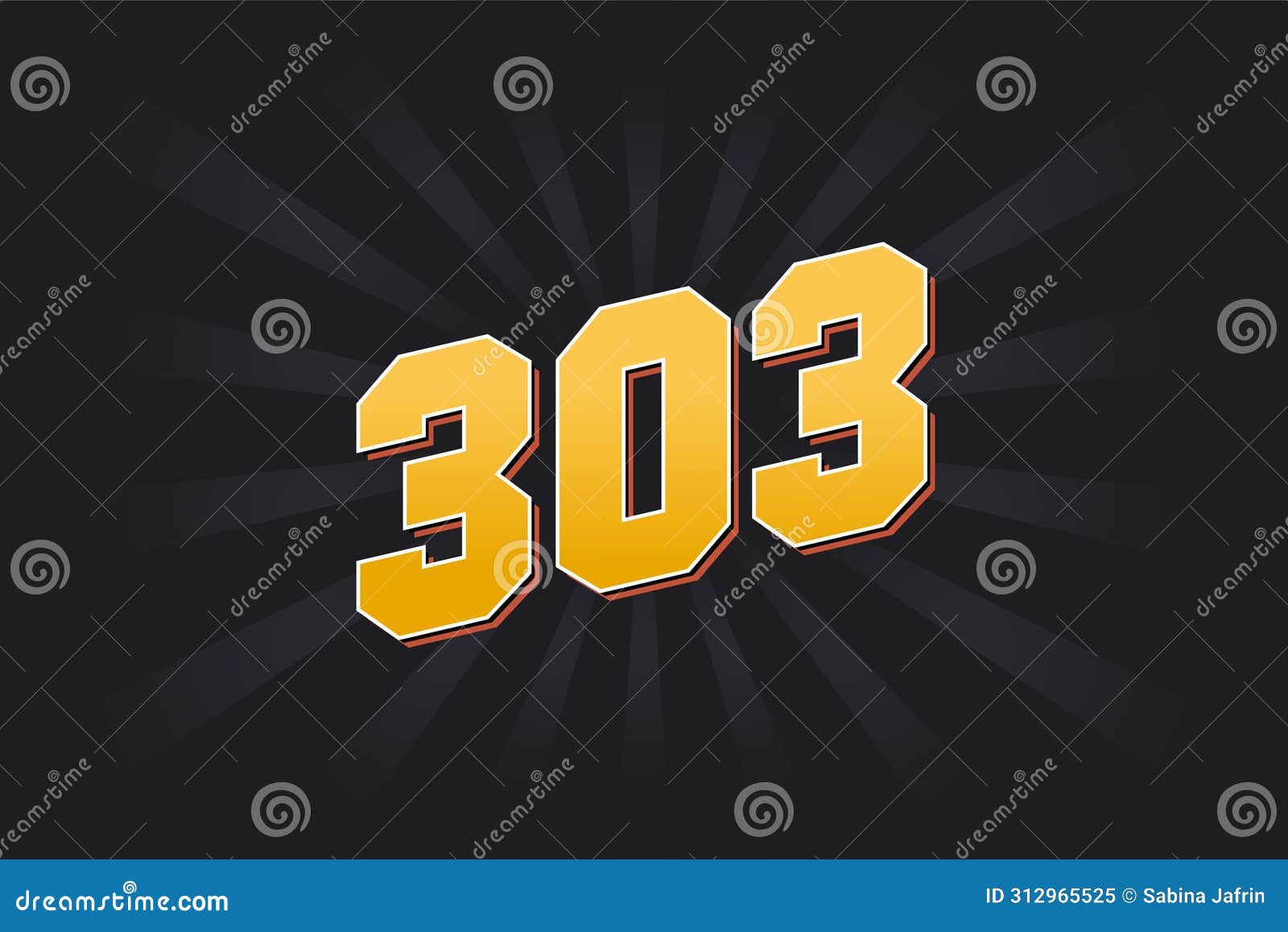 Number 303 Vector Font Alphabet. Yellow 303 Number with Black ... Number 303 Vector Font Alphabet. Yellow 303 Number with Black ...
