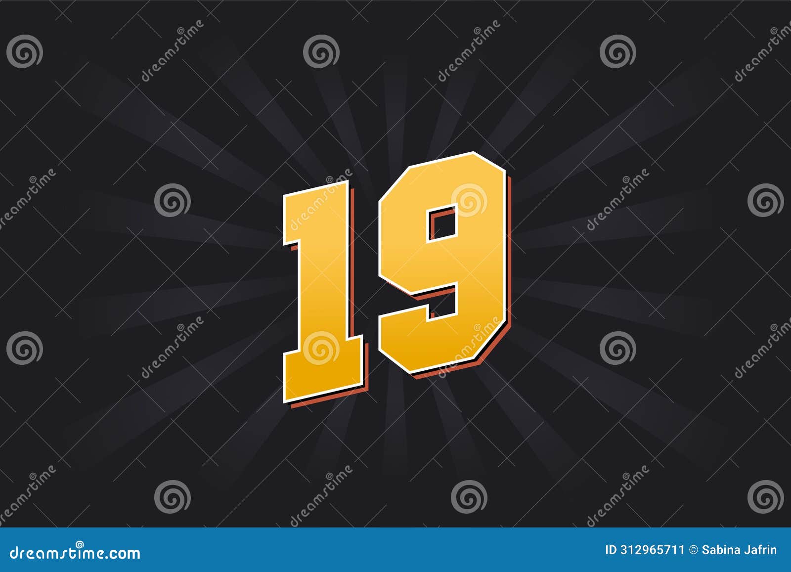 Number 19 Vector Font Alphabet. Yellow 19 Number with Black Background ... Number 19 Vector Font Alphabet. Yellow 19 Number with Black Background ...
