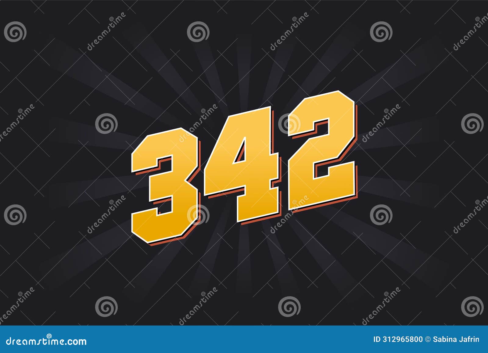 Number 342 Vector Font Alphabet. Yellow 342 Number with Black ... Number 342 Vector Font Alphabet. Yellow 342 Number with Black ...