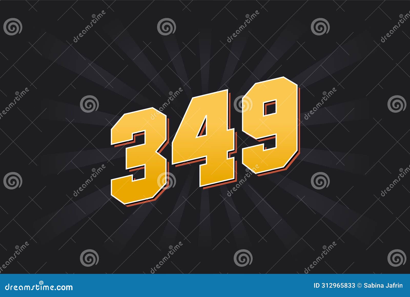 Number 349 Vector Font Alphabet. Yellow 349 Number with Black ... Number 349 Vector Font Alphabet. Yellow 349 Number with Black ...