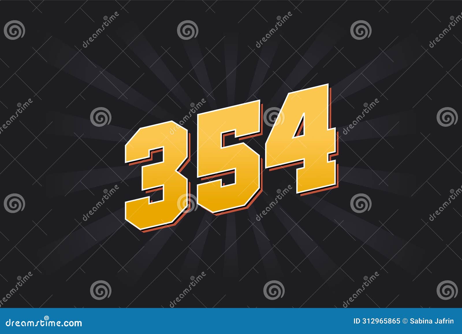 Number 354 Vector Font Alphabet. Yellow 354 Number with Black ... Number 354 Vector Font Alphabet. Yellow 354 Number with Black ...