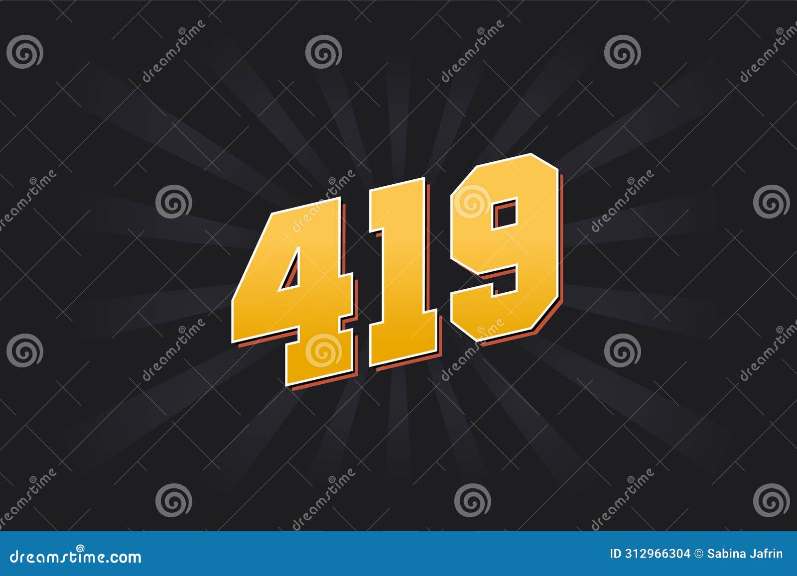 Number 419 Vector Font Alphabet. Yellow 419 Number with Black ... Number 419 Vector Font Alphabet. Yellow 419 Number with Black ...