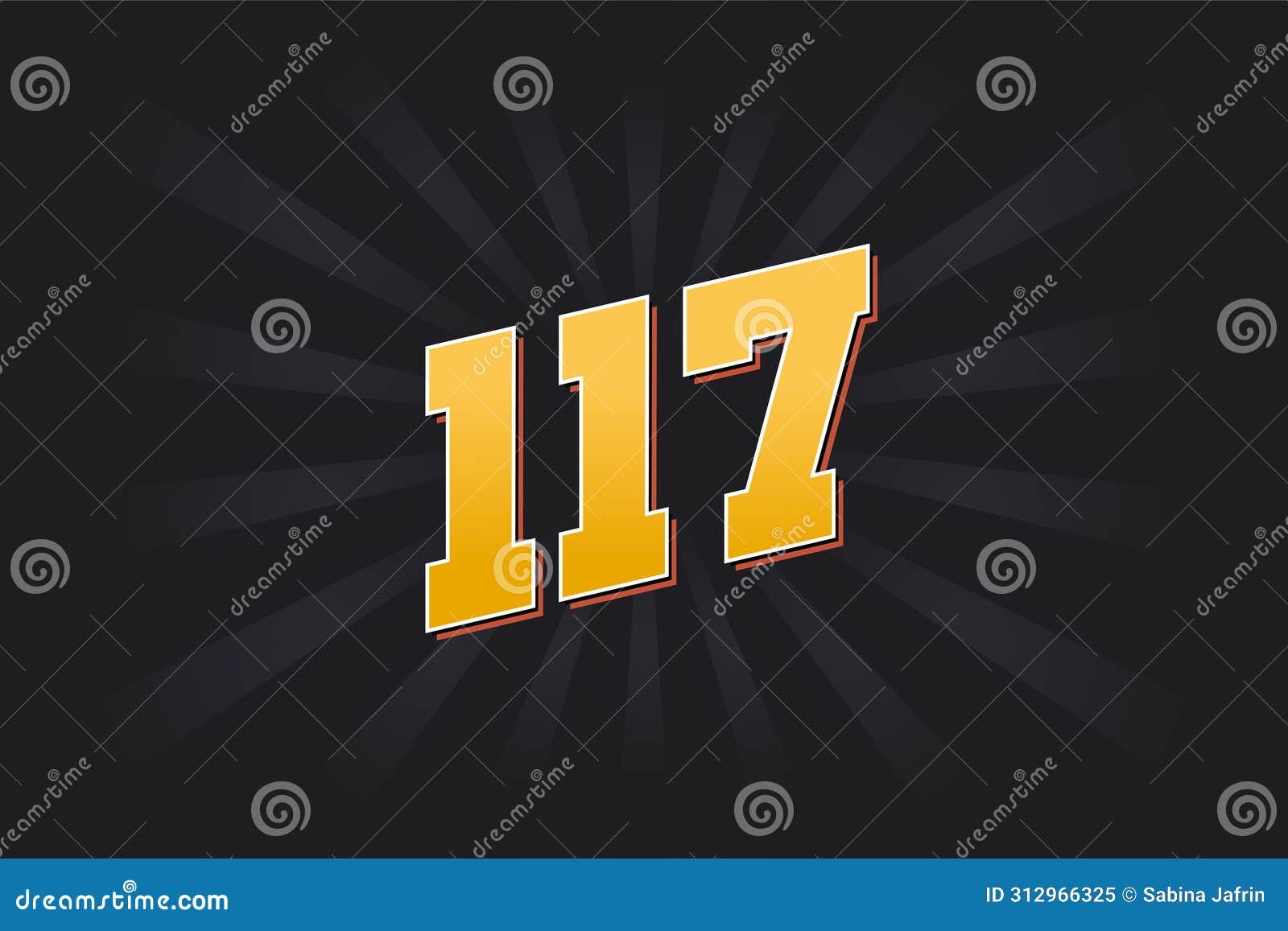 Number 117 Vector Font Alphabet. Yellow 117 Number with Black ... Number 117 Vector Font Alphabet. Yellow 117 Number with Black ...