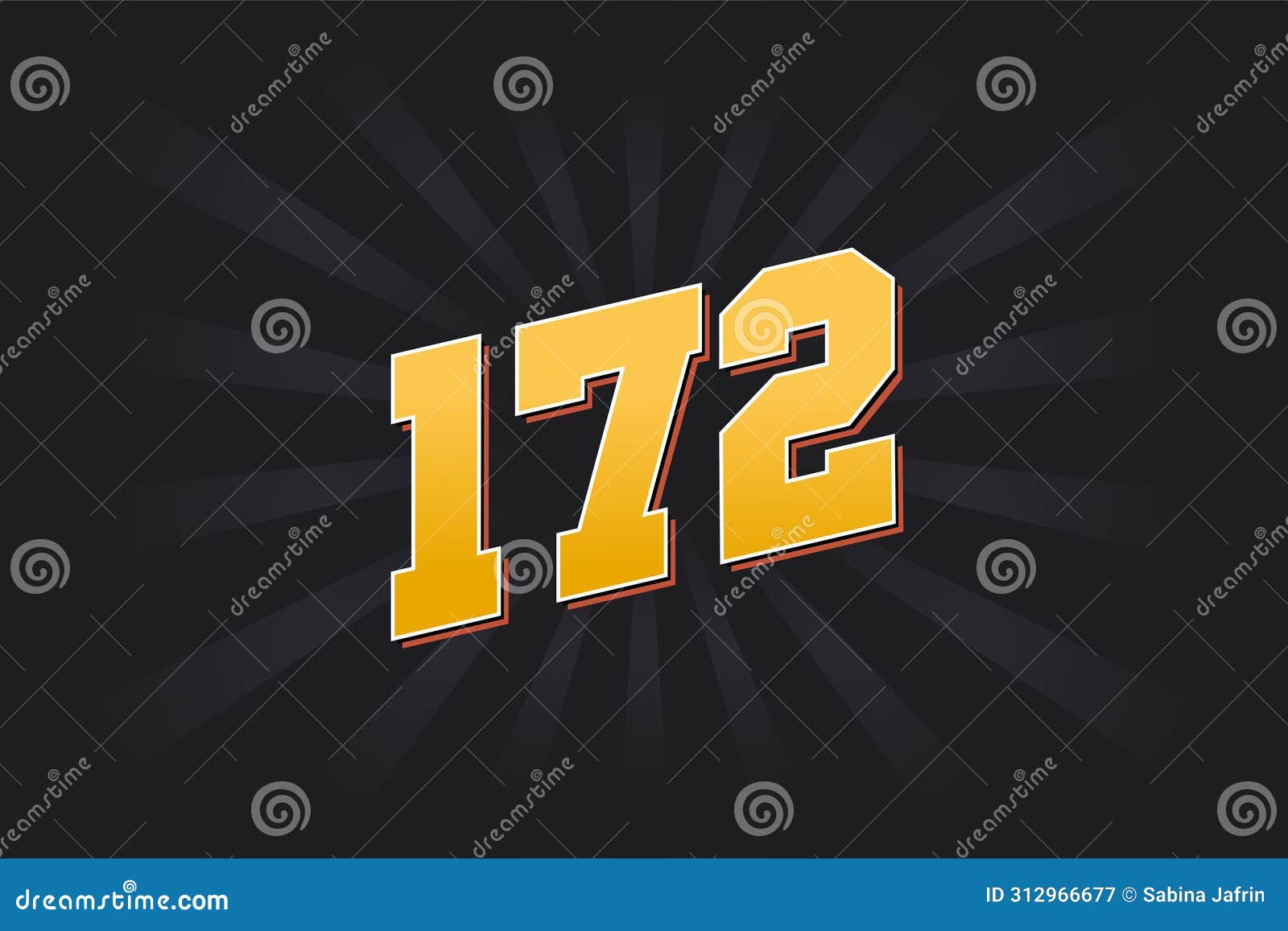 Number 172 Vector Font Alphabet. Yellow 172 Number with Black ... Number 172 Vector Font Alphabet. Yellow 172 Number with Black ...