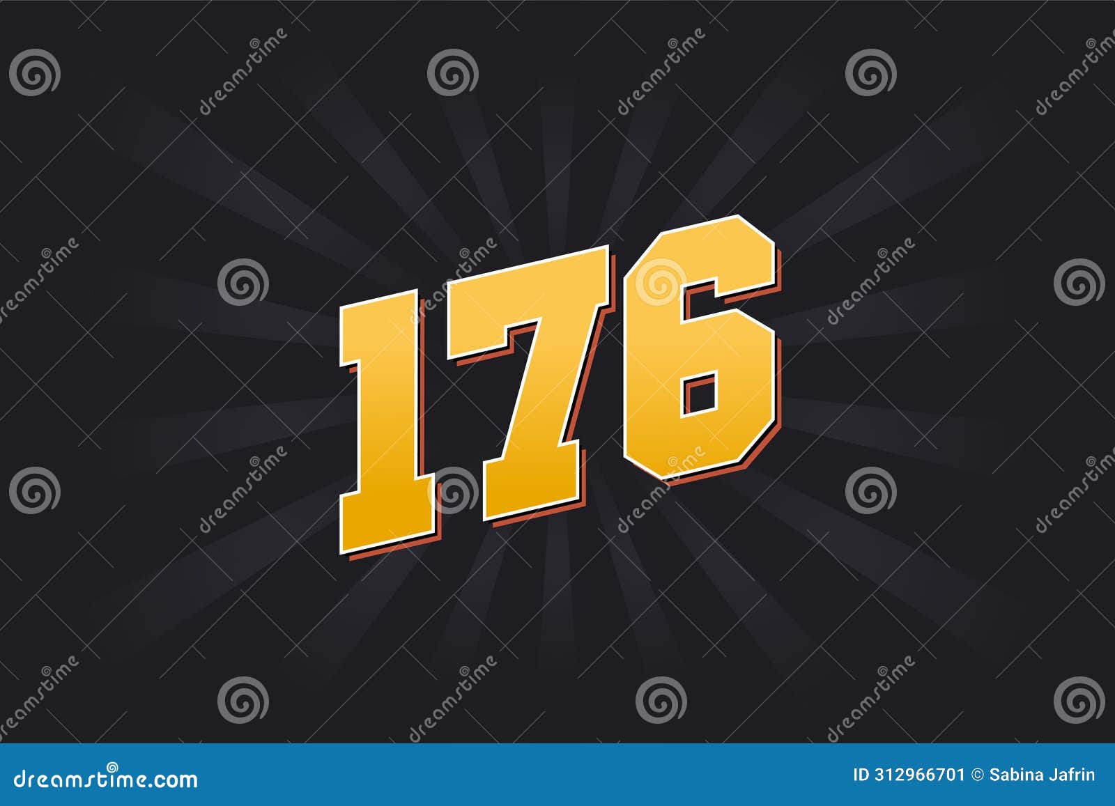 Number 176 Vector Font Alphabet. Yellow 176 Number with Black ... Number 176 Vector Font Alphabet. Yellow 176 Number with Black ...