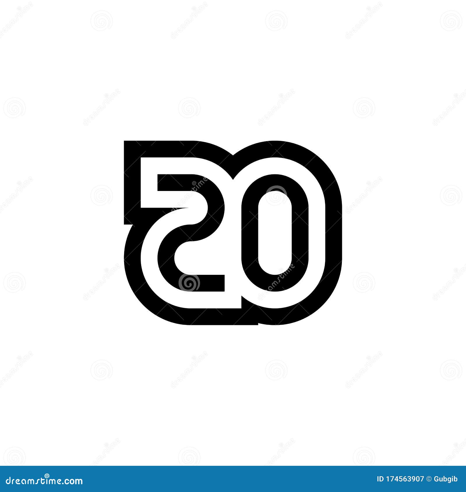 Number 20 Vector Icon Design Stock Vector - Illustration of font, shape ...