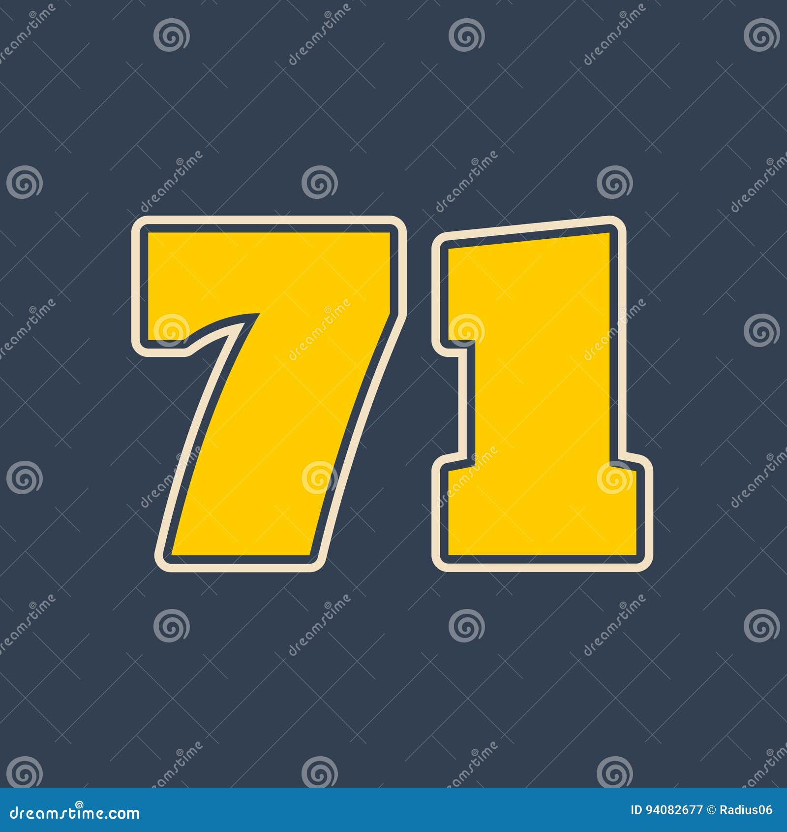 71 Number Vector Illustration. Stock Vector - Illustration of baseball ...