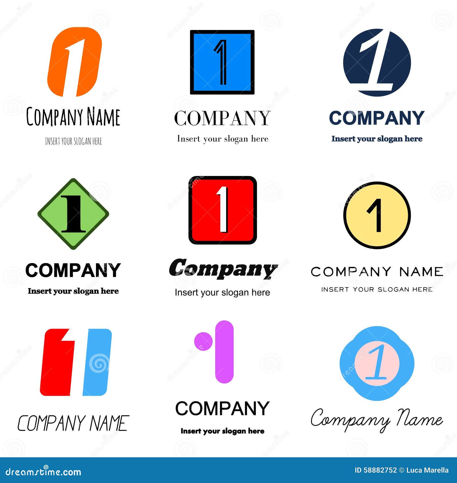 Number 1 vector logos stock vector. Illustration of geometric - 58882752