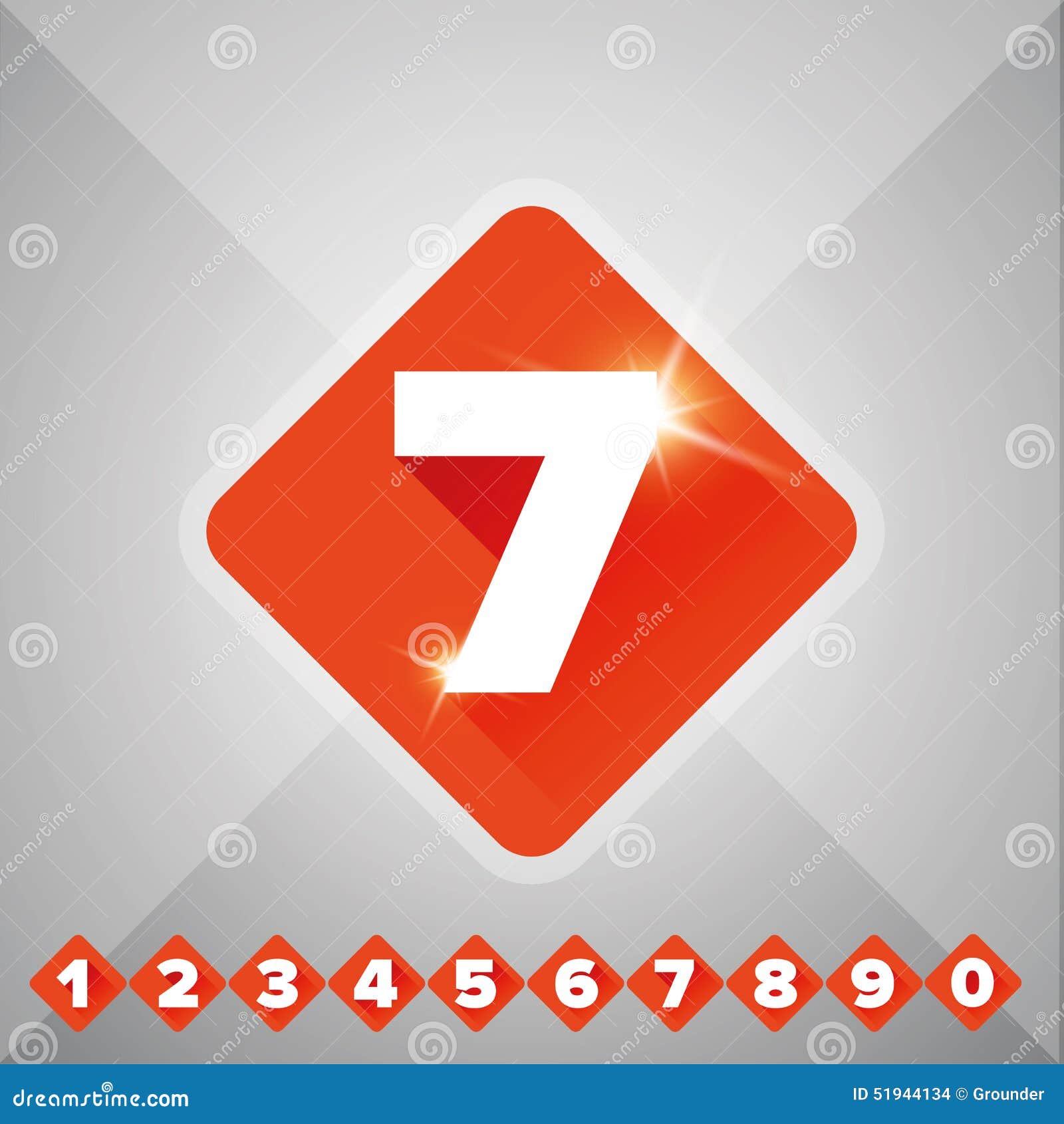Number Vector Set Orange - Flat Design Stock Vector - Illustration of ...