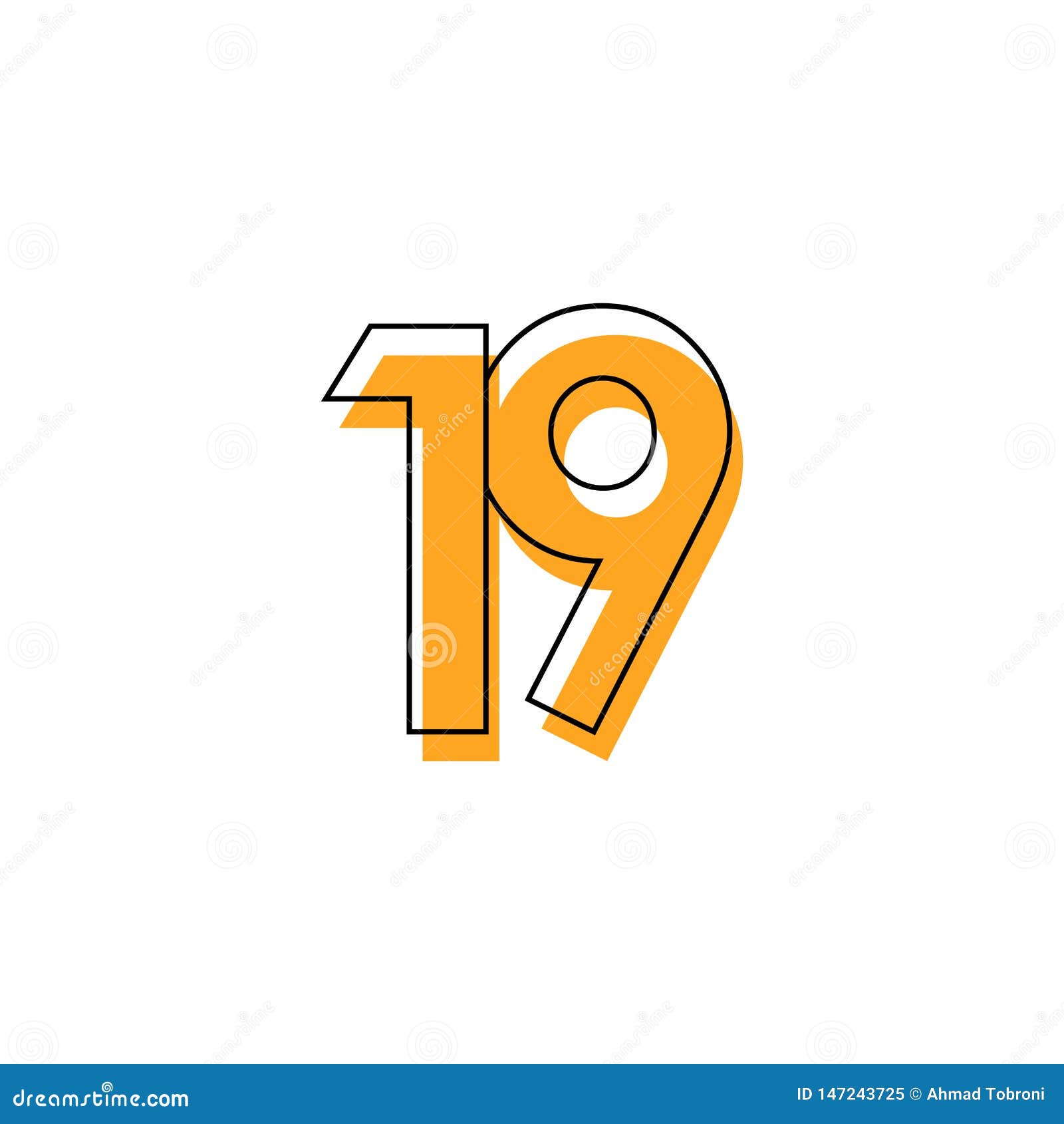 Number 19 Vector Template Design Illustration Design for Anniversary ...