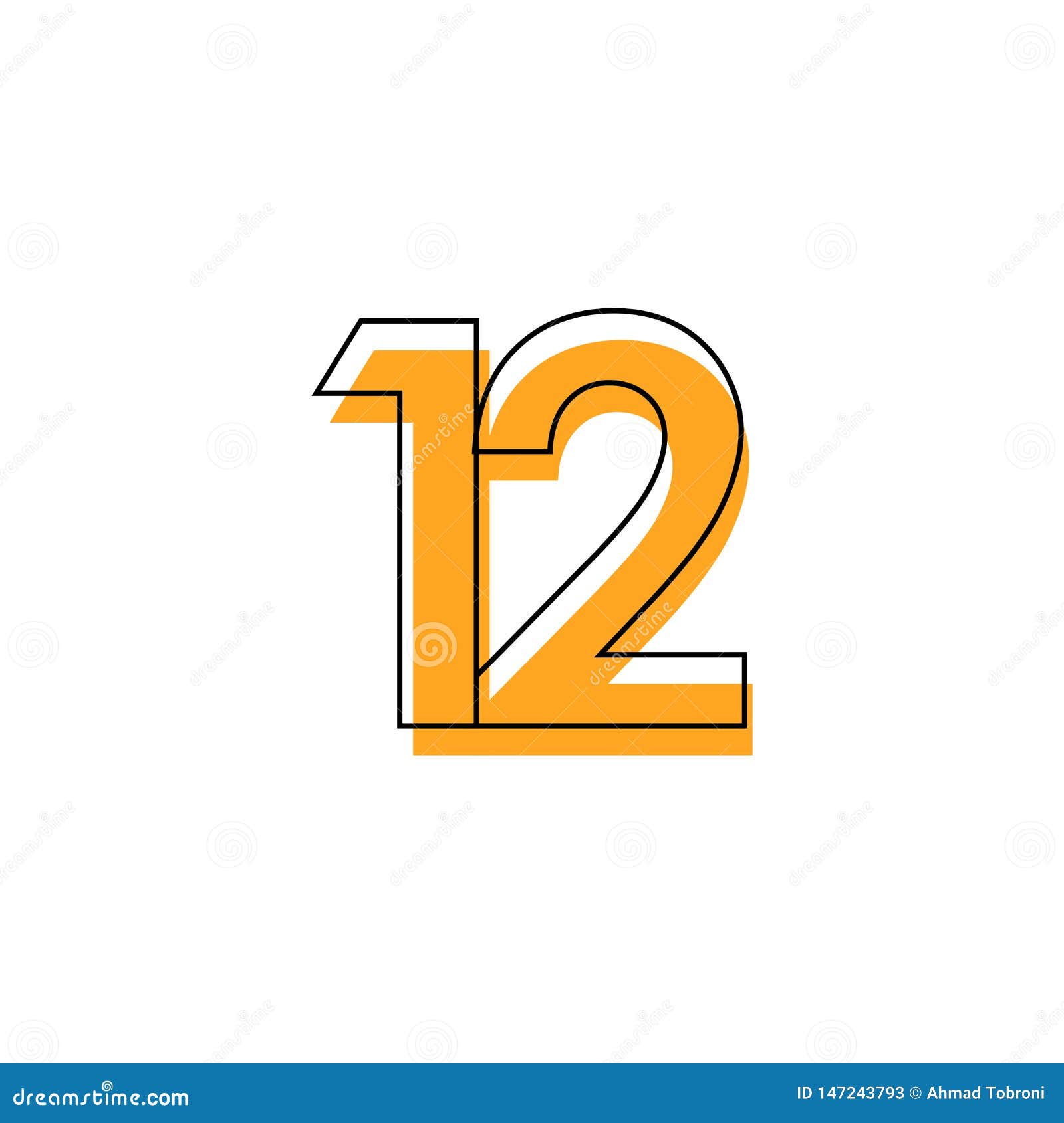 Number 12 Vector Template Design Illustration Design for Anniversary ...