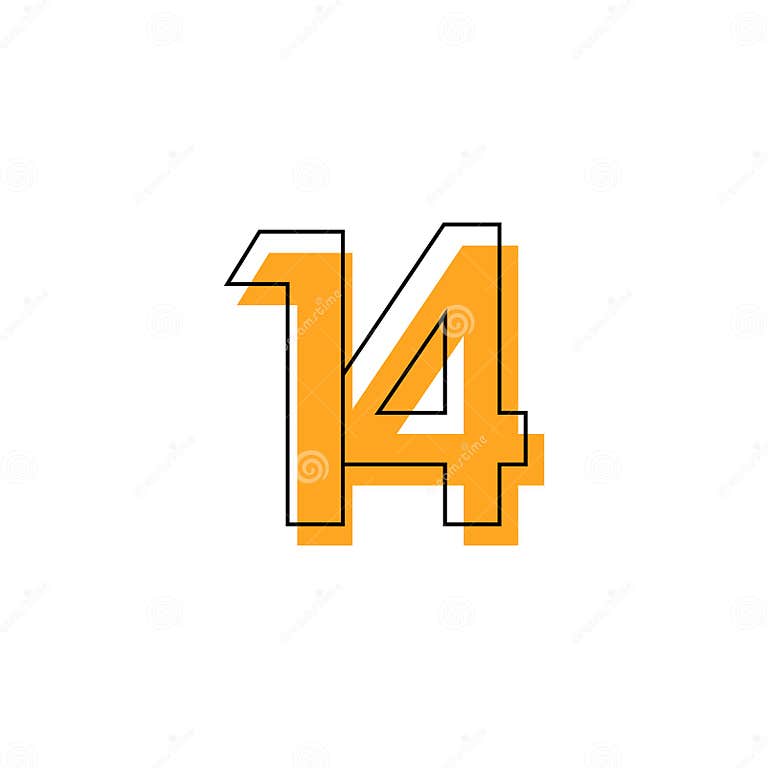 Number 14 Vector Template Design Illustration Design for Anniversary ...