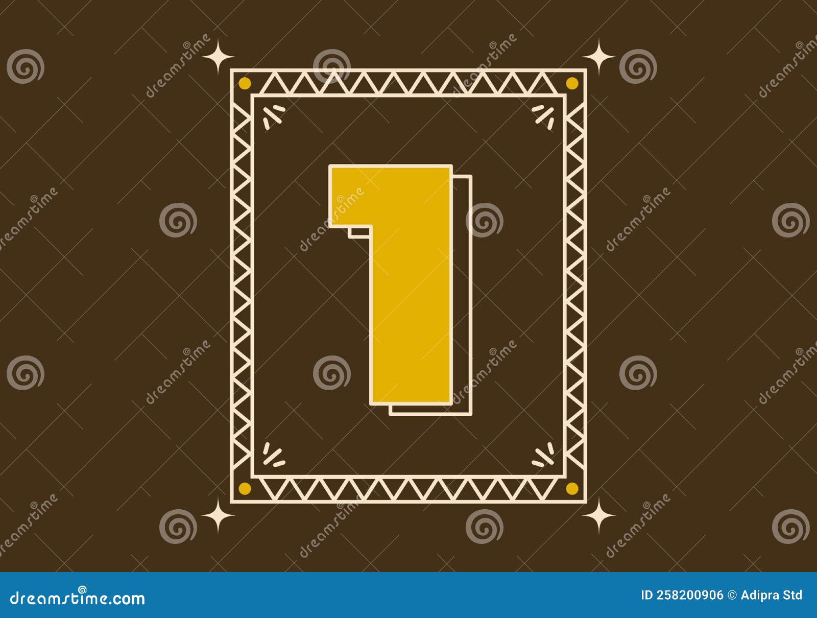 Number 1 in Retro Frame Design Stock Vector - Illustration of graphic ...