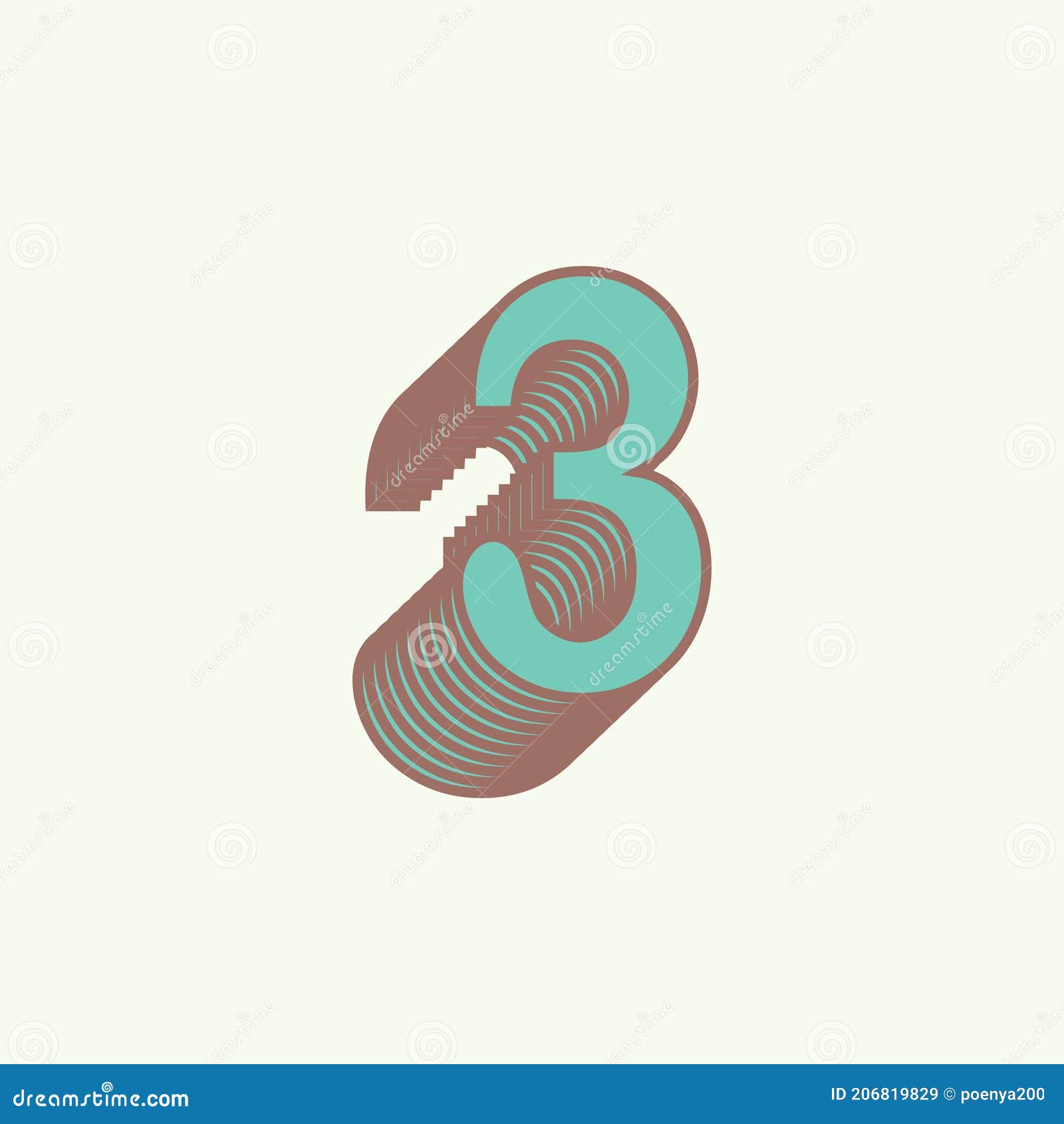 Number 3 Vintage Style. Old Retro Latin Sign Symbol Three Numbers Flat ...