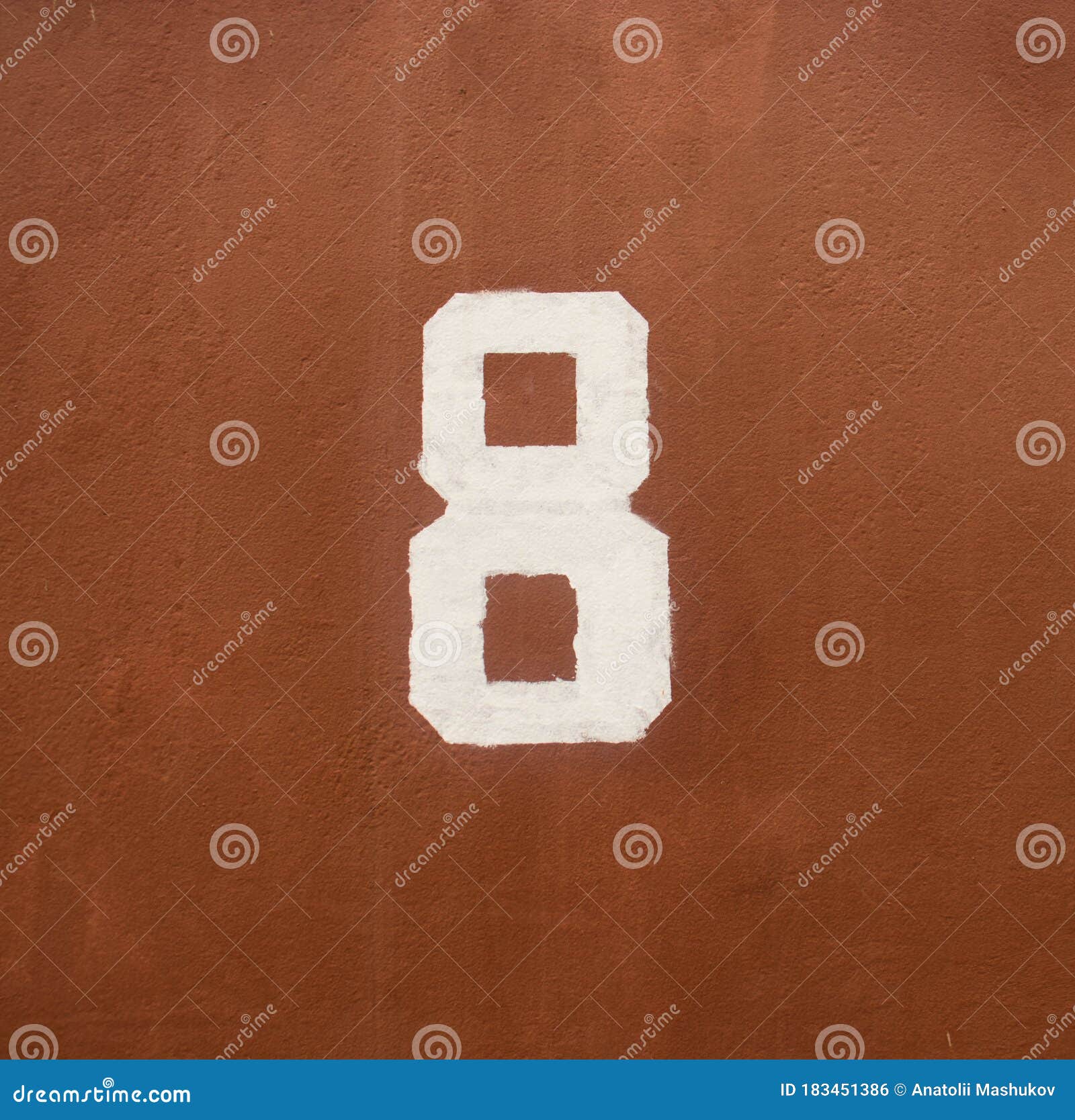 Number 8 on the wall stock photo. Image of brown, drawing - 183451386