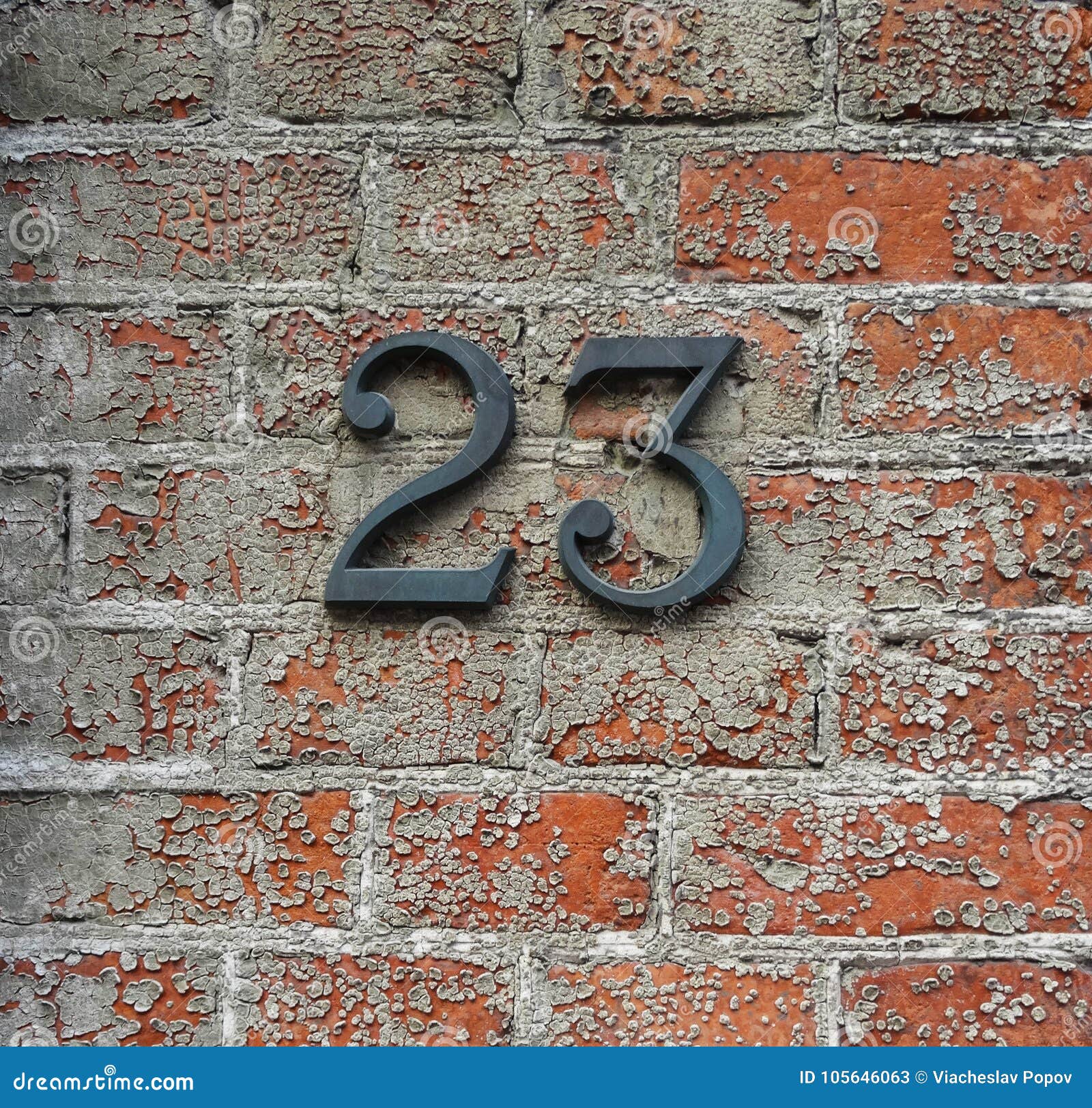 Number 23 on a wall stock image. Image of adornment - 105646063