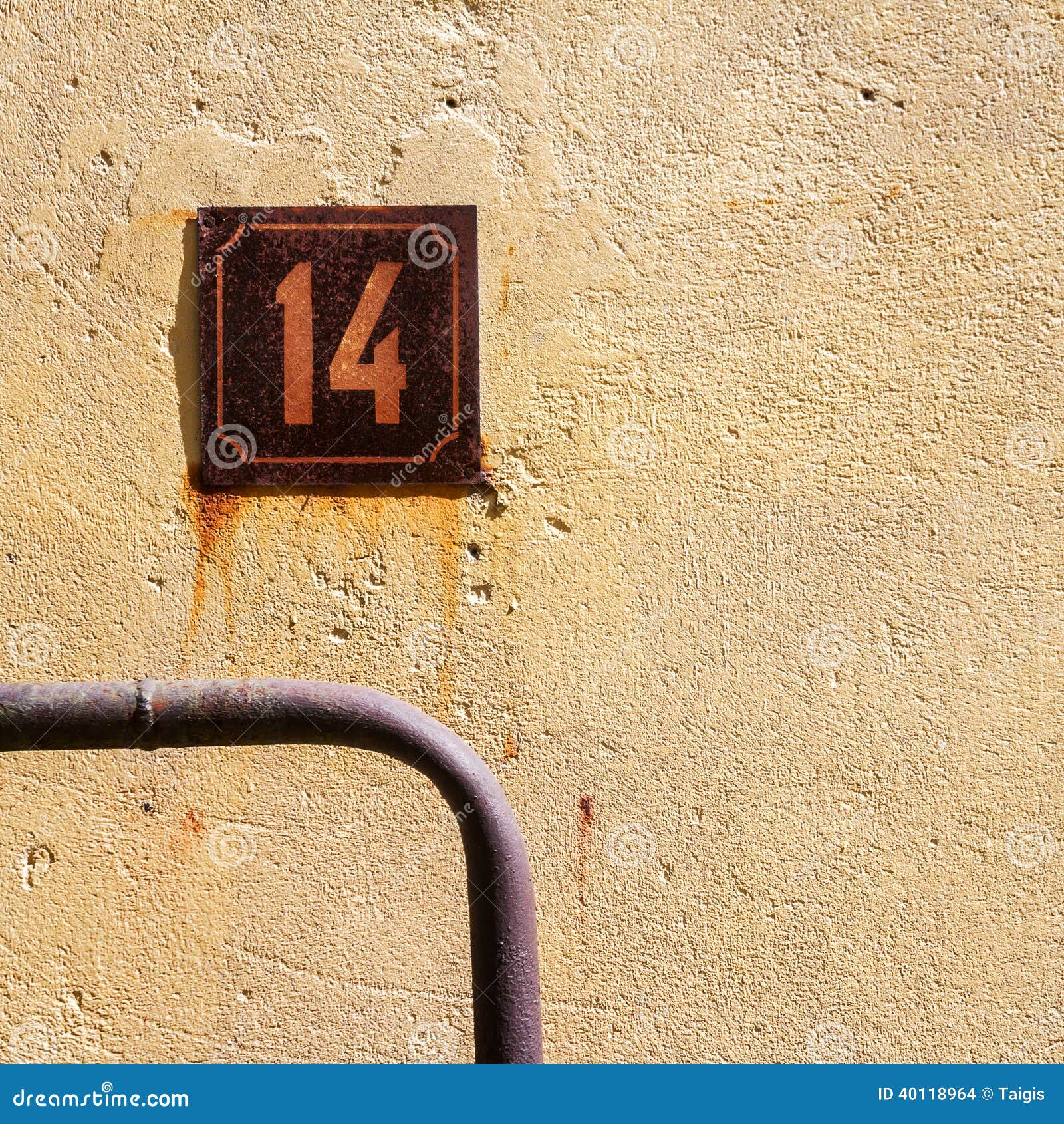 Number 14 on a wall stock photo. Image of house, abstract - 40118964