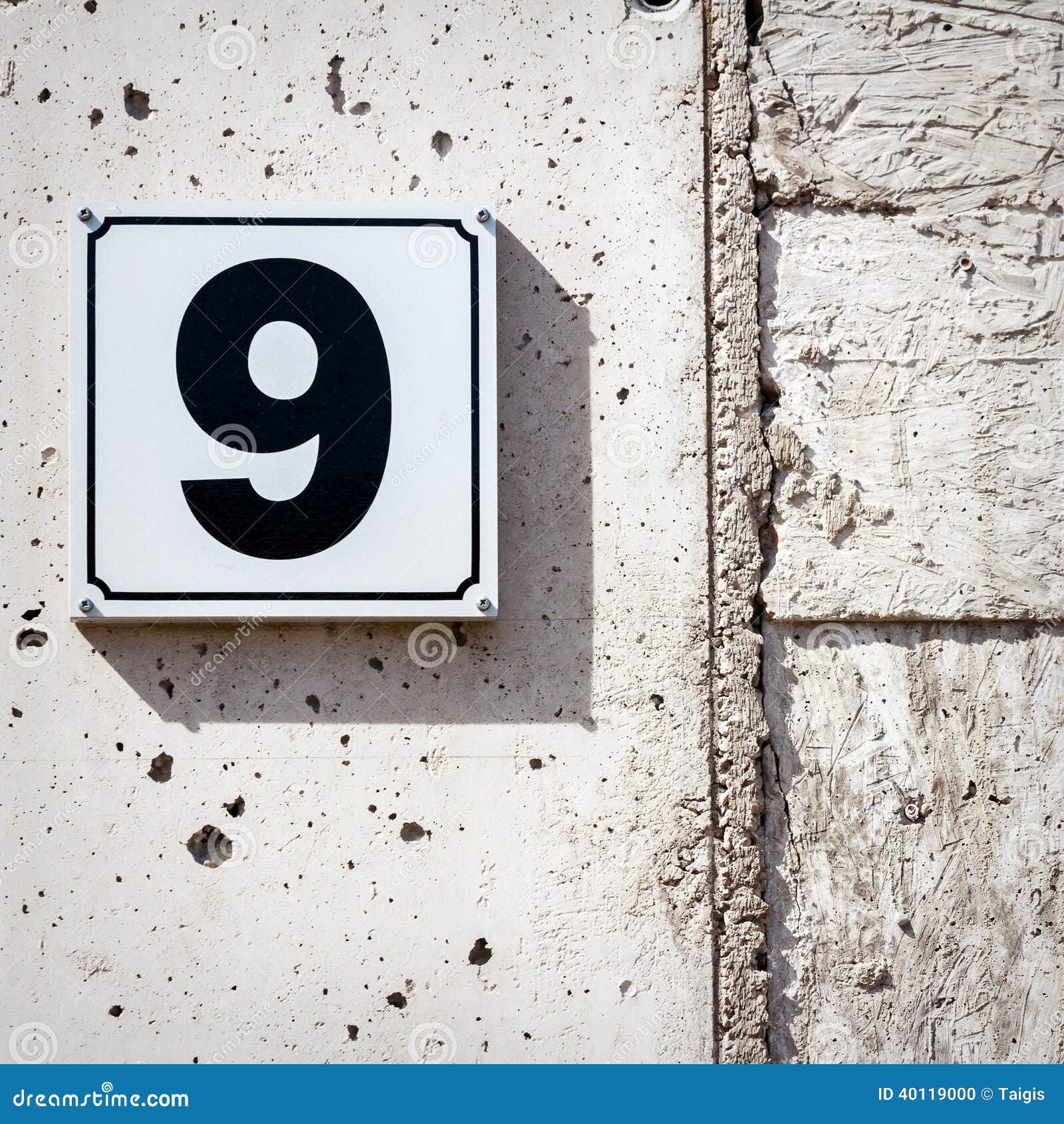 Number 9 on a wall stock photo. Image of home, background - 40119000