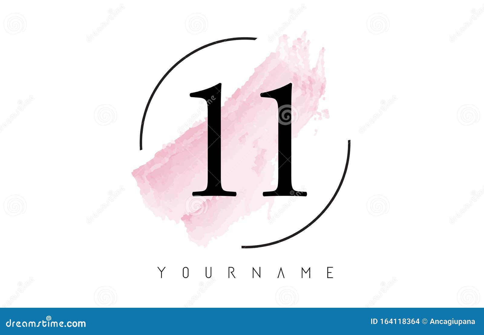 Number 11 Watercolor Stroke Logo Design with Circular Brush Pattern ...
