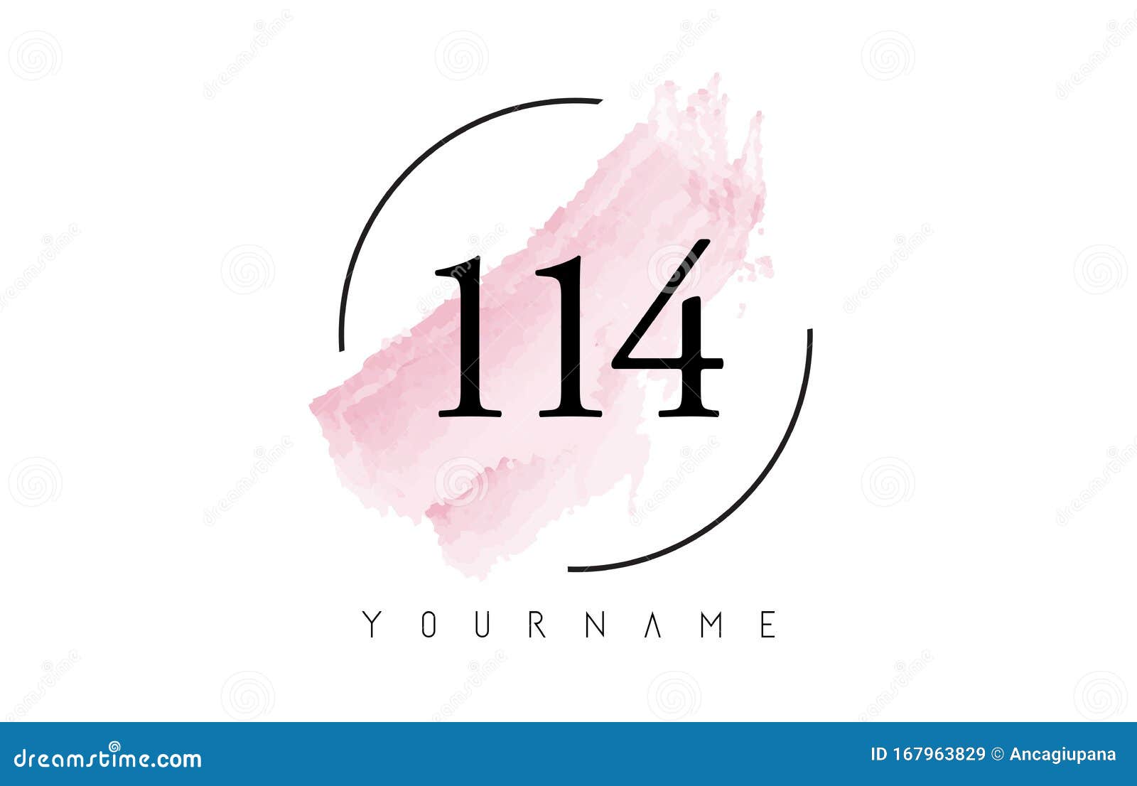 Number 114 Watercolor Stroke Logo Design with Circular Brush Pattern 向量 ...