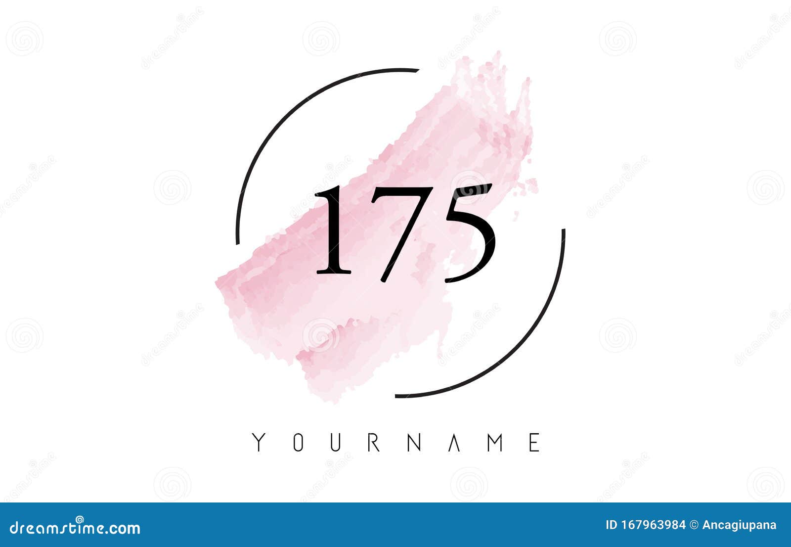 Number 175 Watercolor Stroke Logo Design with Circular Brush Pattern ...