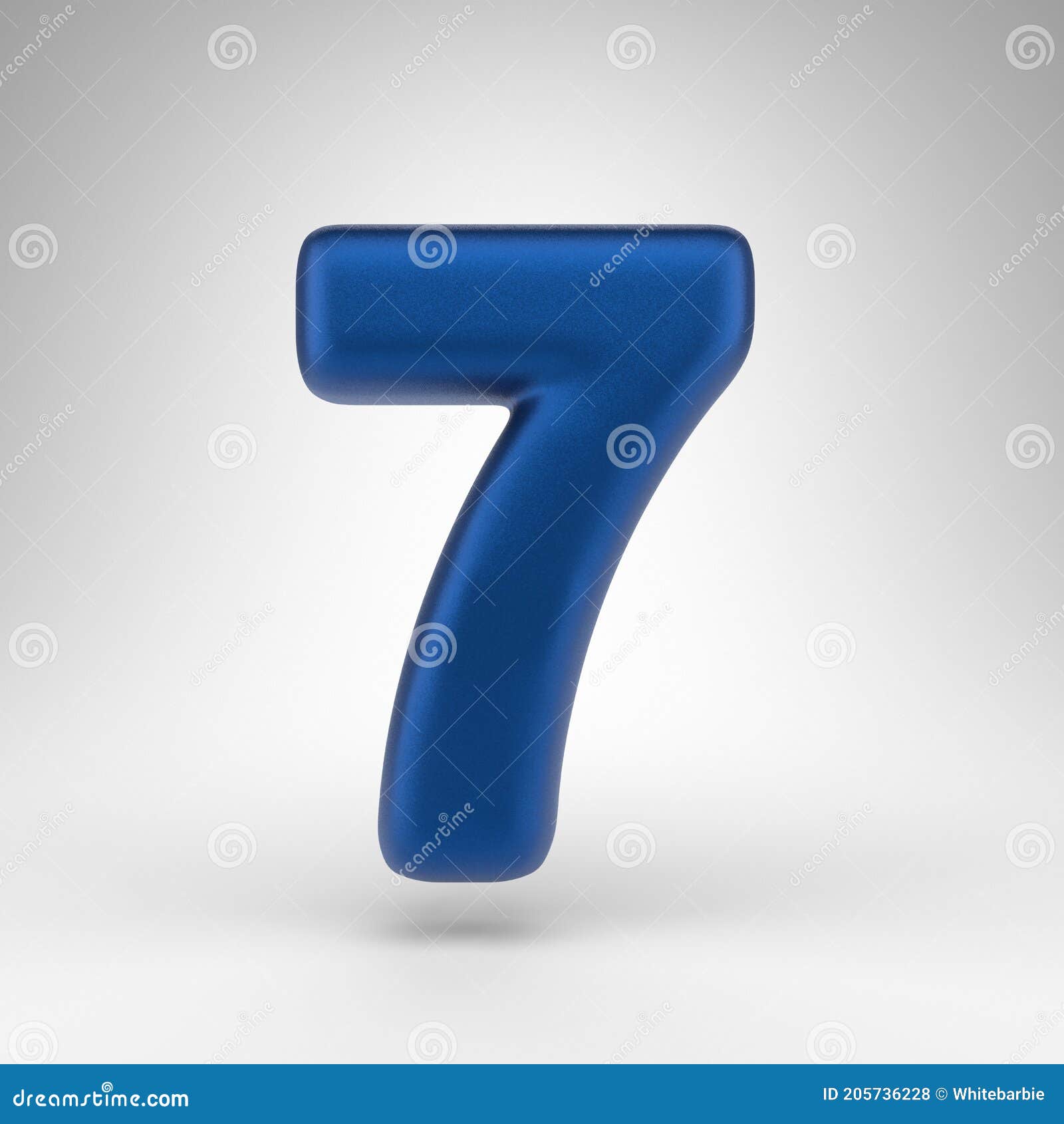 Number 7 on White Background. Anodized Blue 3D Number with Matte ...