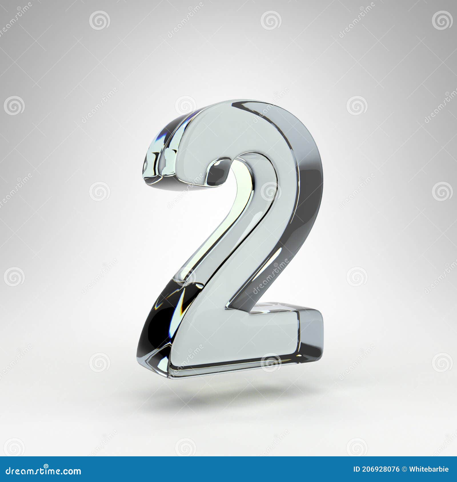 Number 2 on White Background. Camera Lens Transparent Glass 3D Number ...