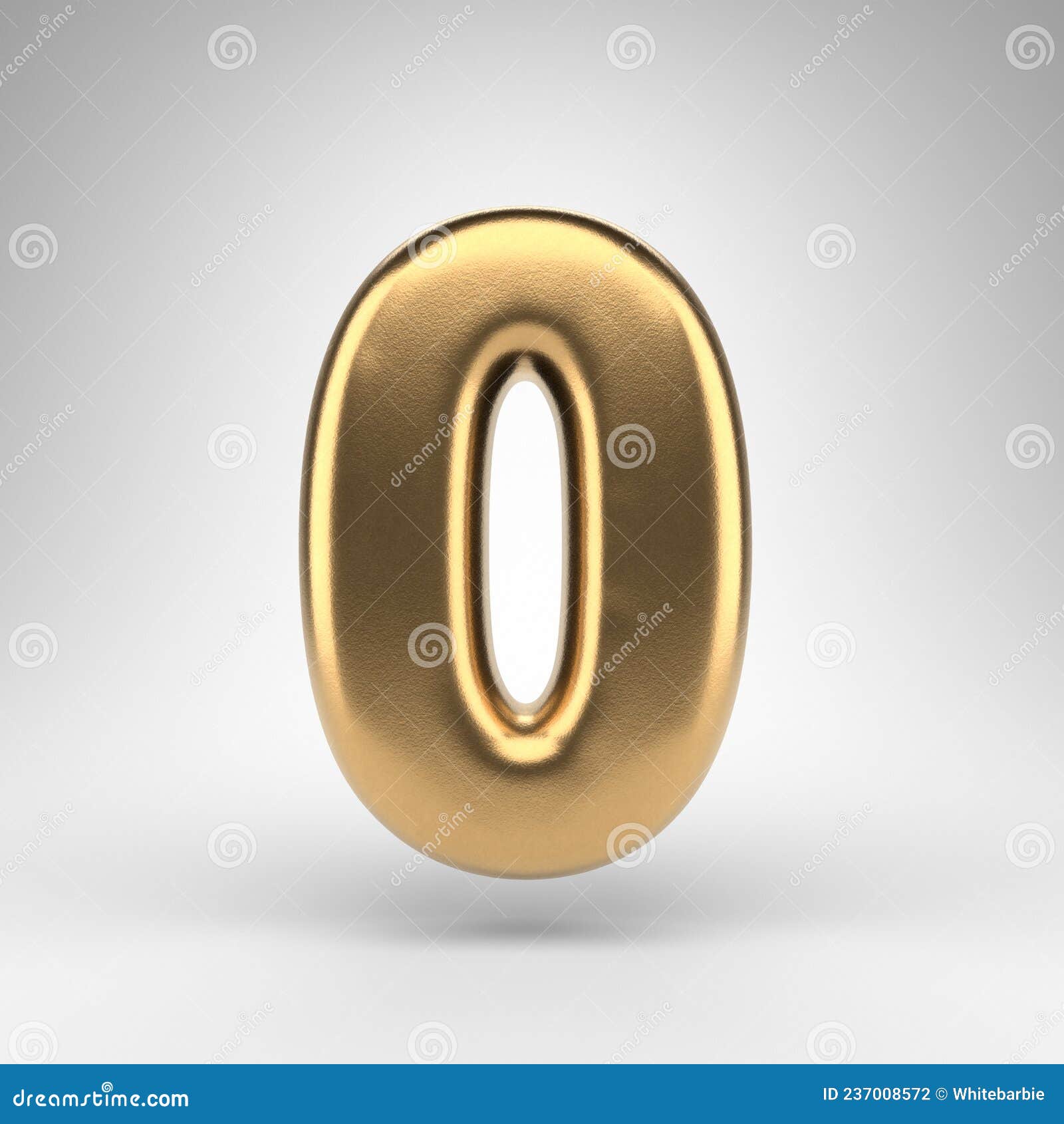 Number 0 on White Background. Golden 3D Number with Gloss Metal Texture ...