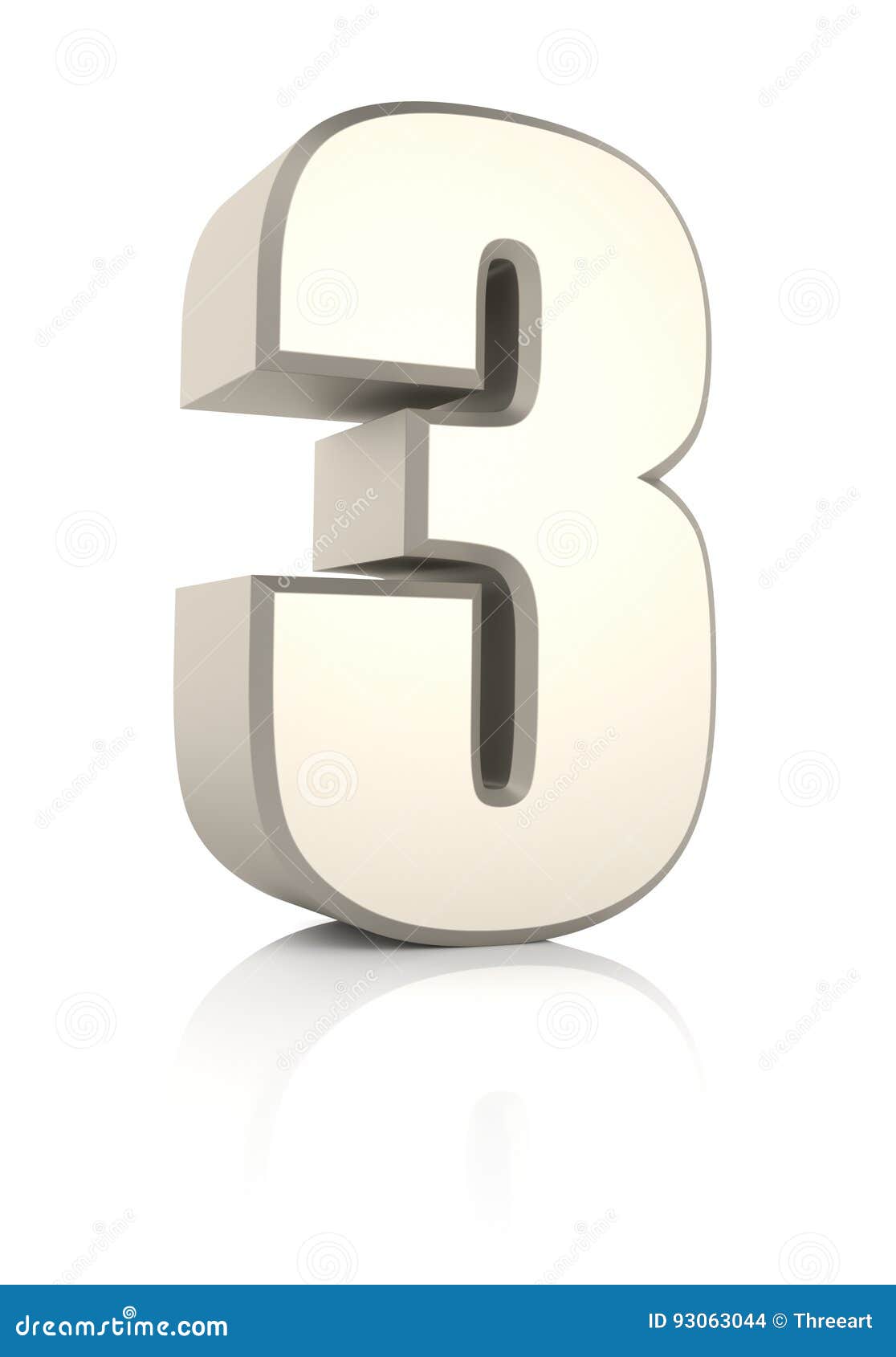Number 3 on White Background Stock Illustration - Illustration of ...
