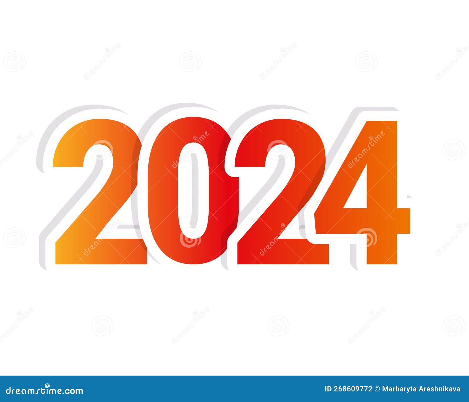 2024 Number on White Background, Sticker, Red-orange Gradient. Stock ...
