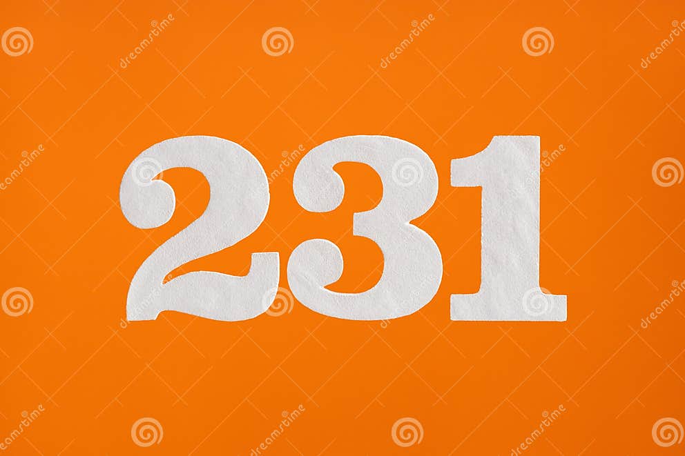 Number 231 - White Digits on Orange Background Stock Photo - Image of ...