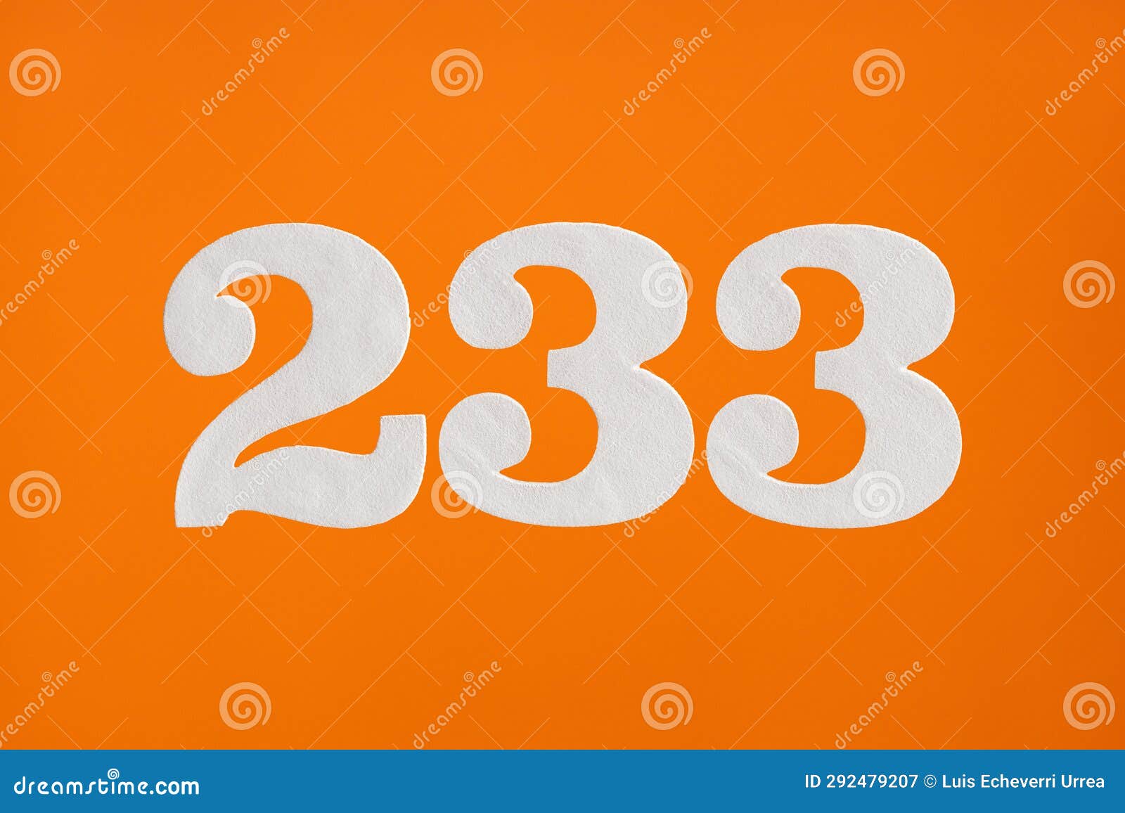 Number 233 - White Digits on Orange Background Stock Image - Image of ...