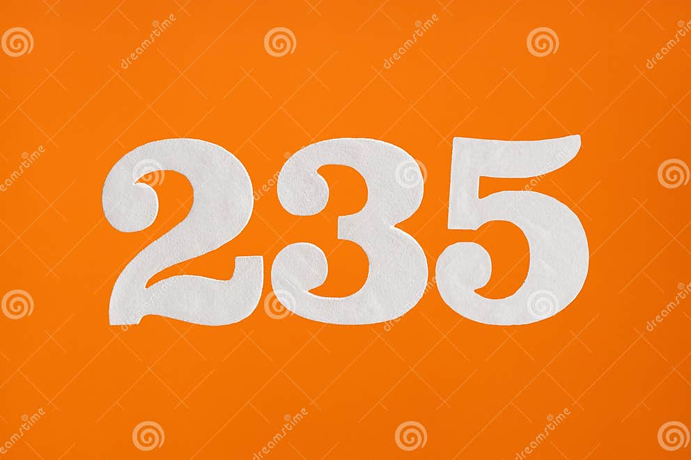 Number 235 - White Digits on Orange Background Stock Photo - Image of ...