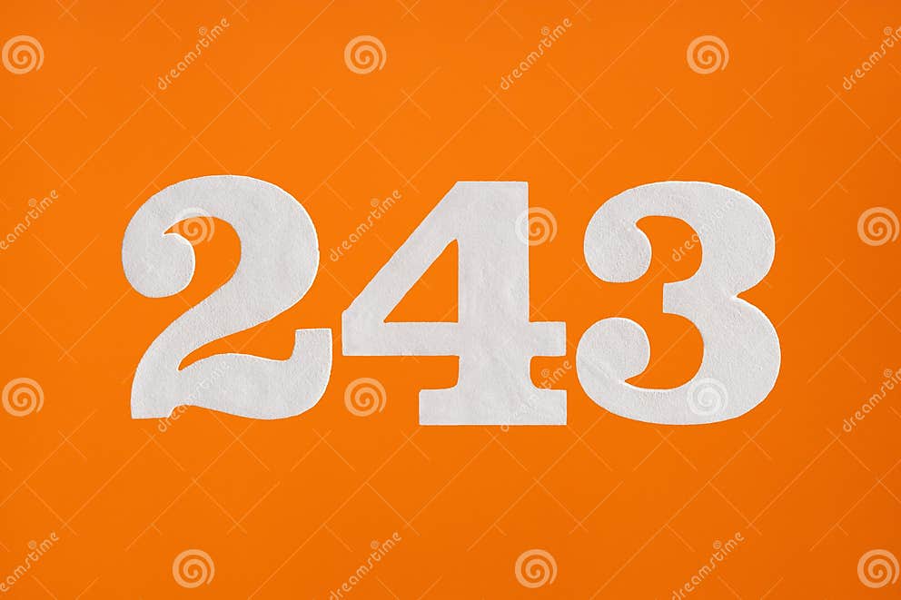 Number 243 - White Digits on Orange Background Stock Image - Image of ...