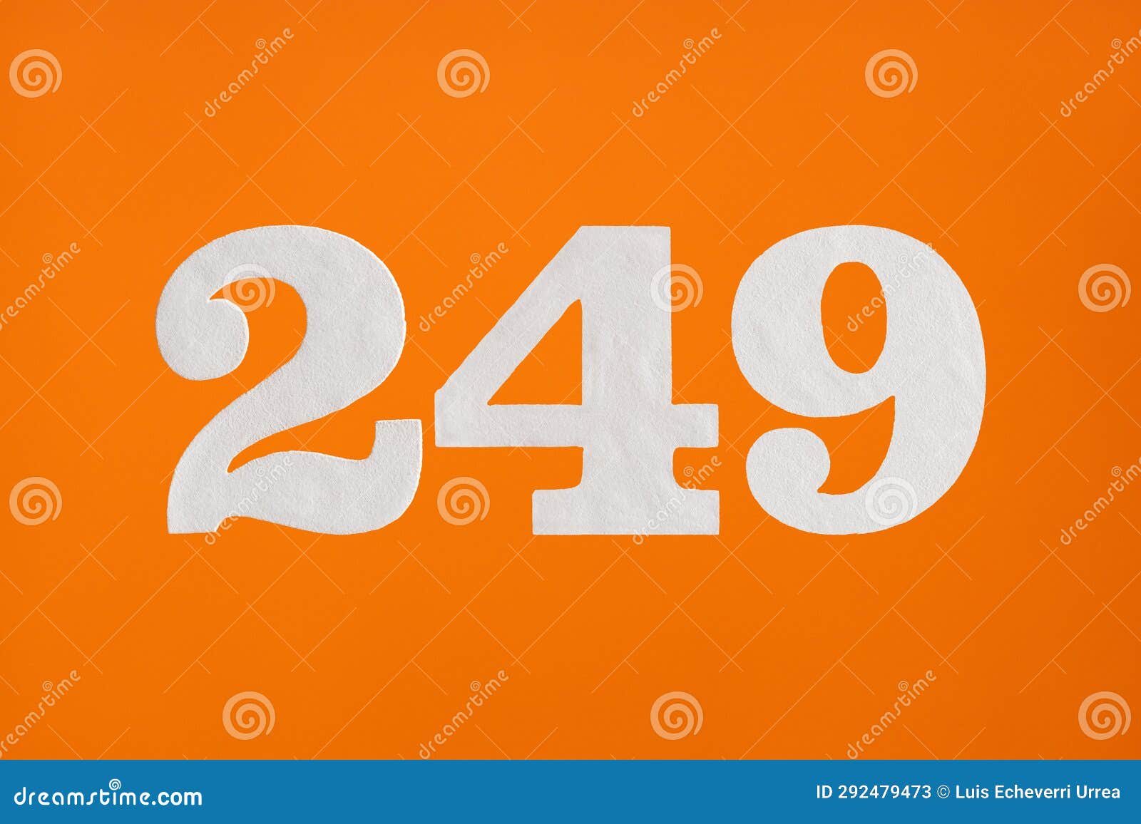 Number 249 - White Digits on Orange Background Stock Image - Image of ...