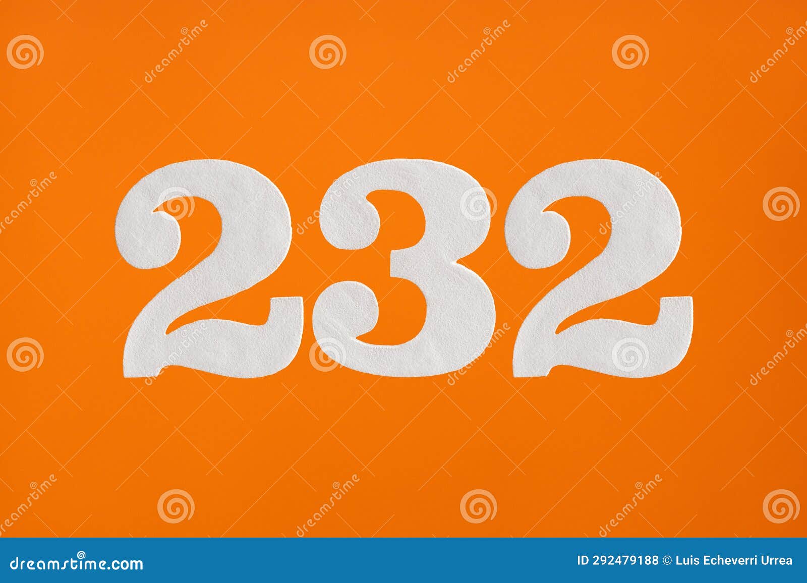 Number 232 White Figures on Orange Background Stock Photo - Image of ...