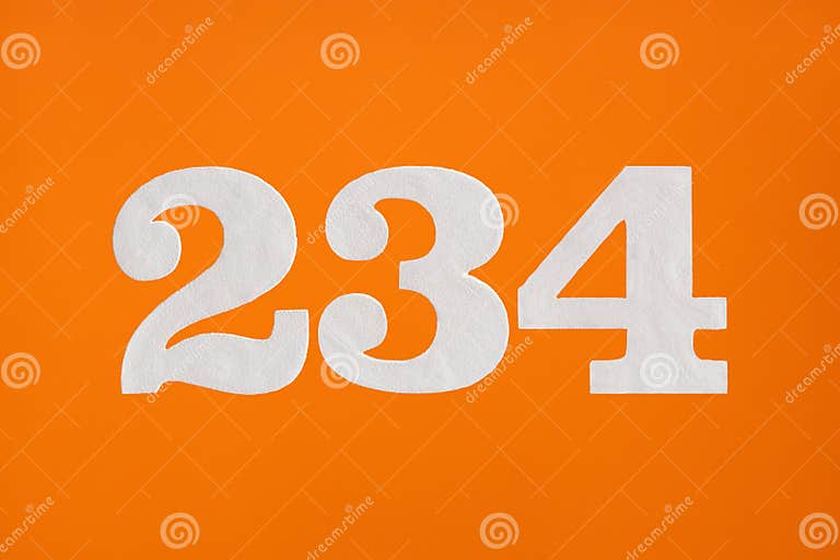 Number 234 White Figures on Orange Background Stock Image - Image of ...