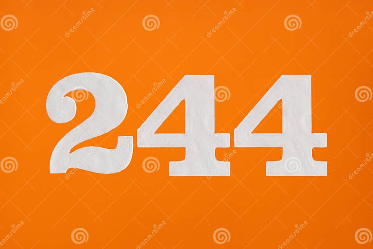 Number 244 White Figures on Orange Background Stock Photo - Image of ...