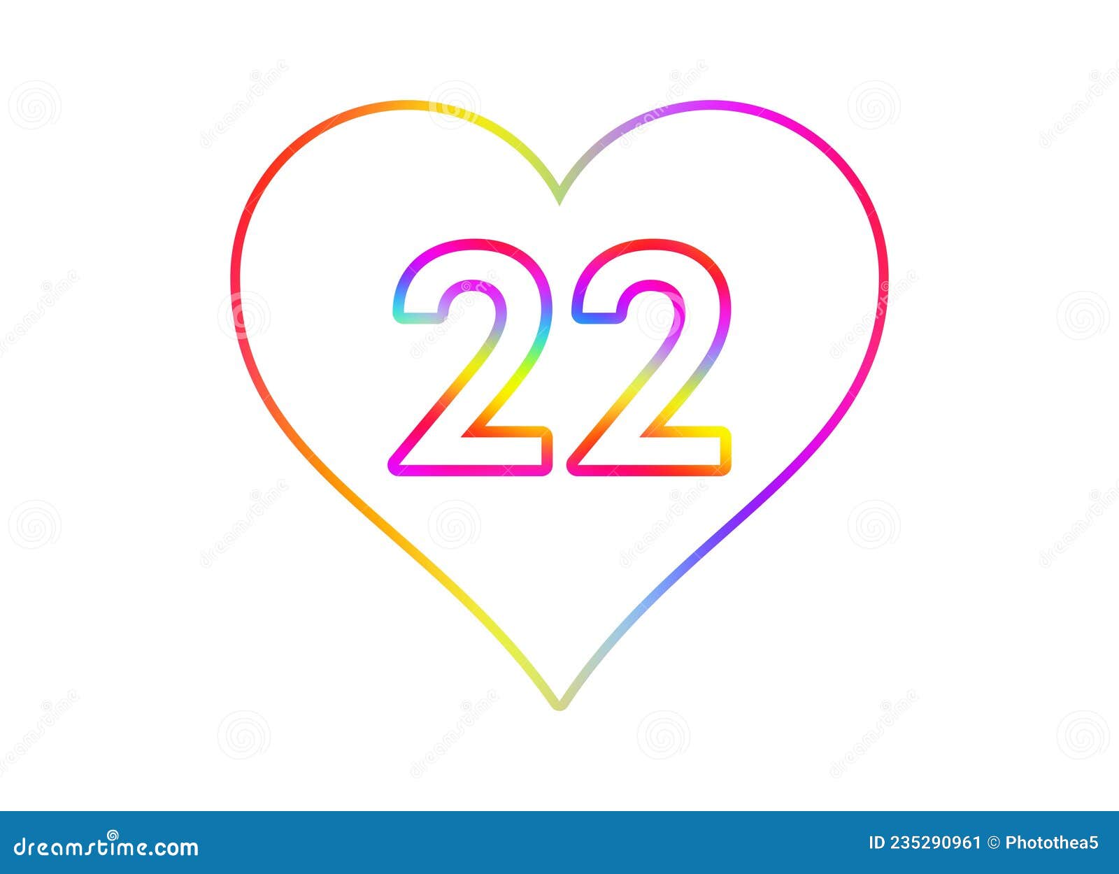 Number 22 into a White Heart Stock Illustration - Illustration of card ...