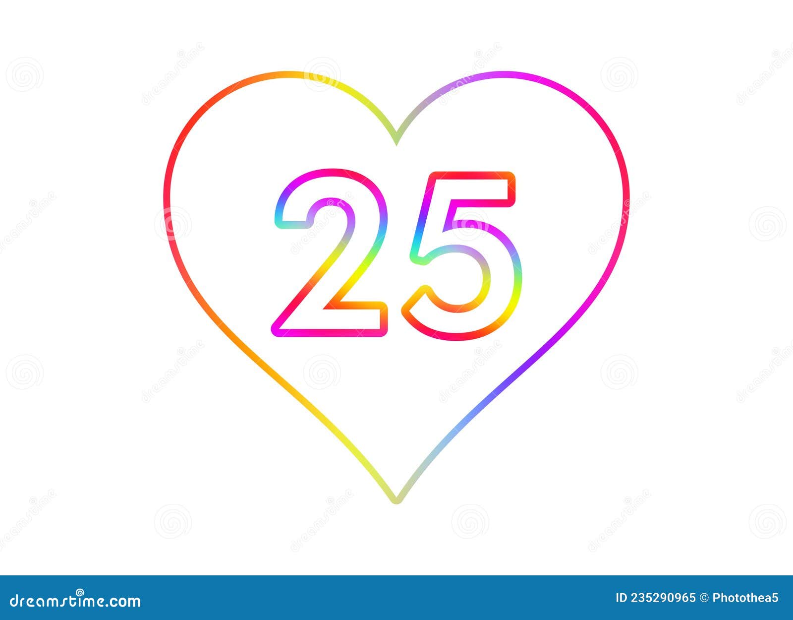 Number 25 into a White Heart Stock Illustration - Illustration of five ...