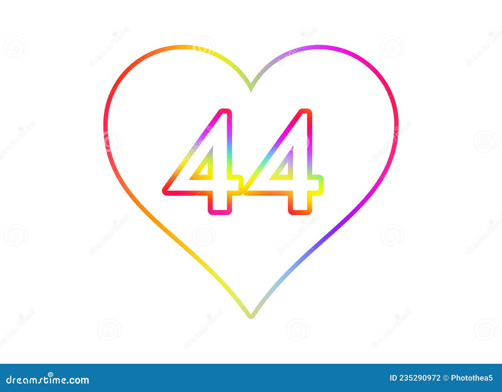 Number 44 into a White Heart Stock Illustration - Illustration of ...
