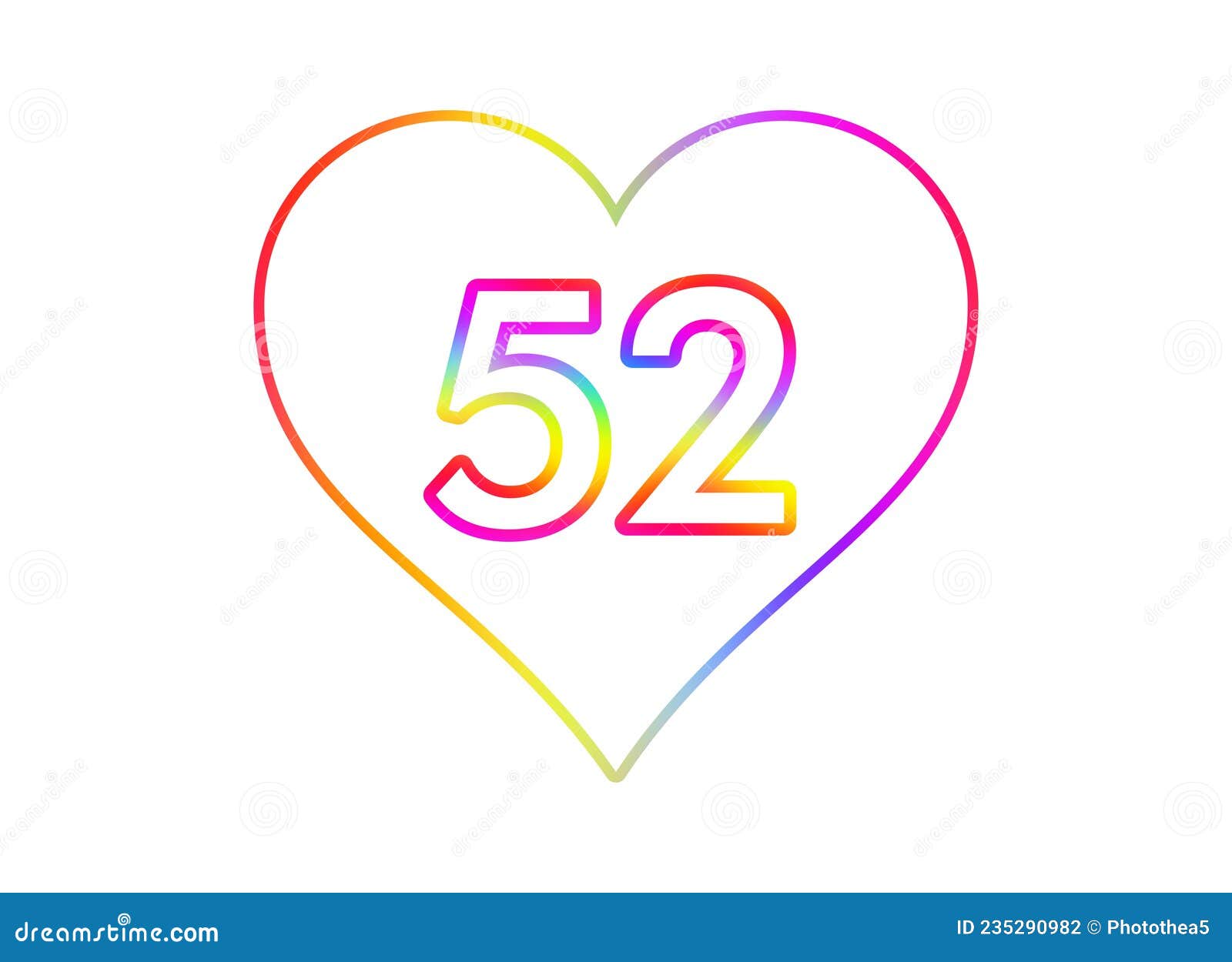 Number 52 into a White Heart Stock Illustration - Illustration of card ...